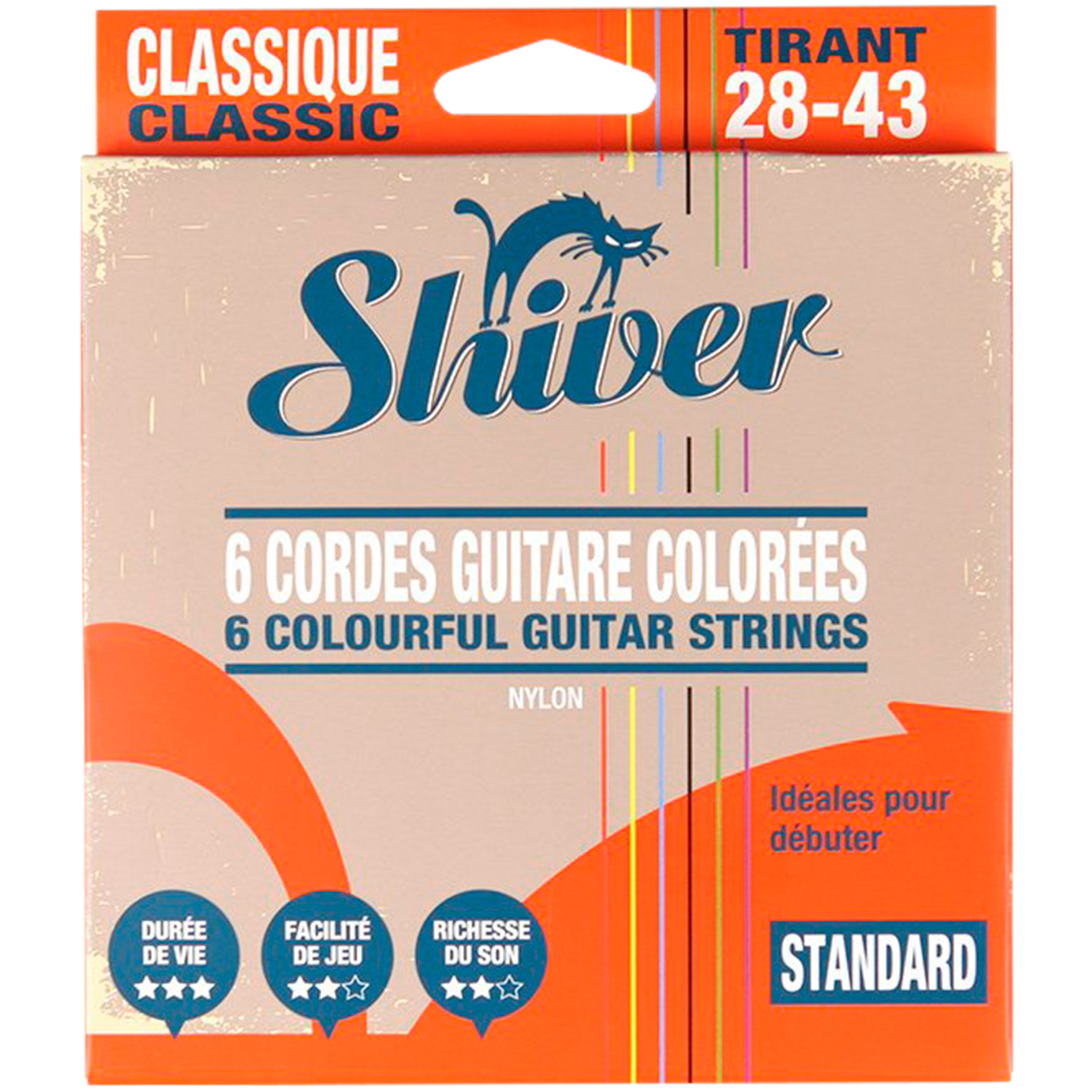 Shiver 6 Cordes classique Color 28-43 - Cordes guitare SonoVente.com