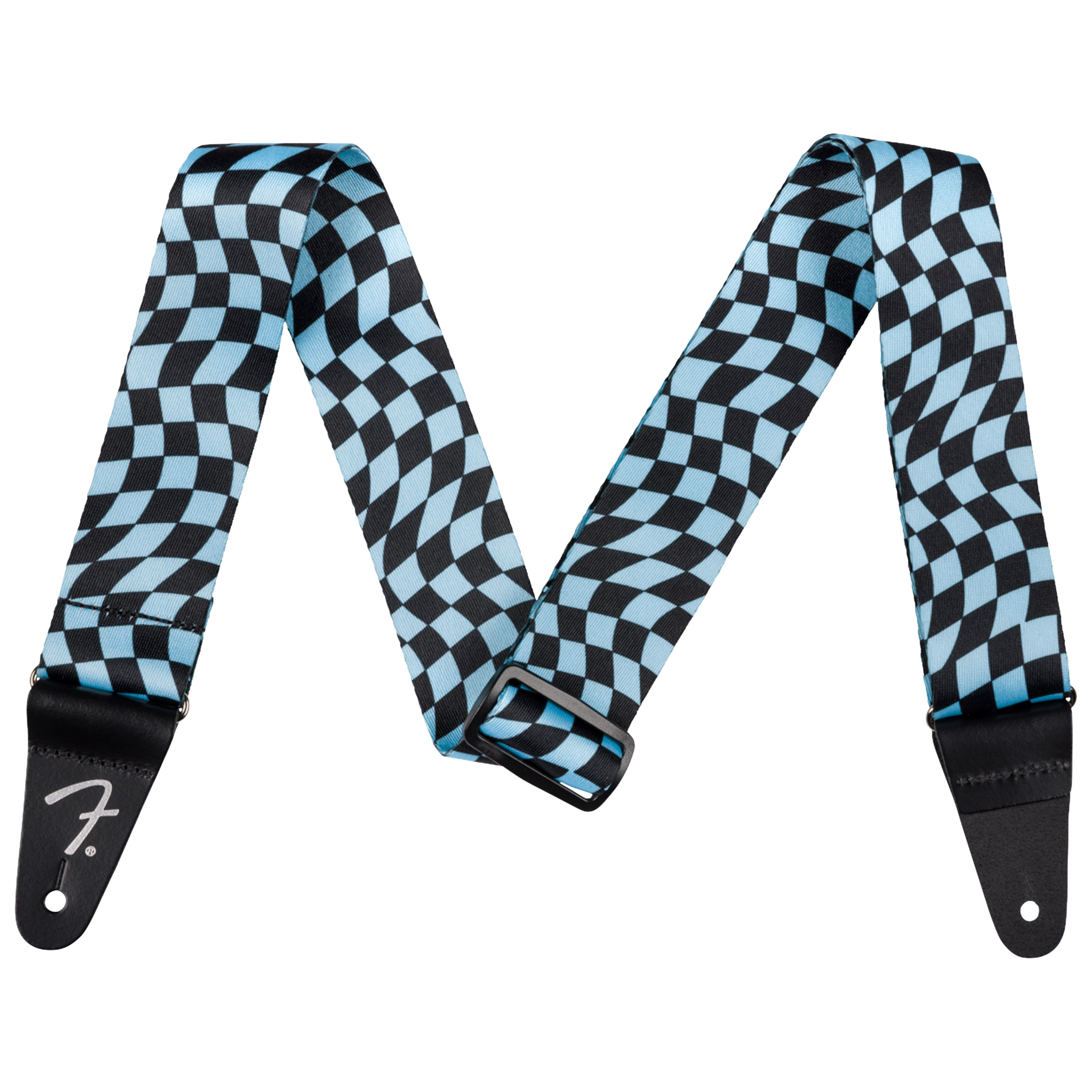 Fender Wavy Checkerboard Poly Blue - Sangle guitare SonoVente.com