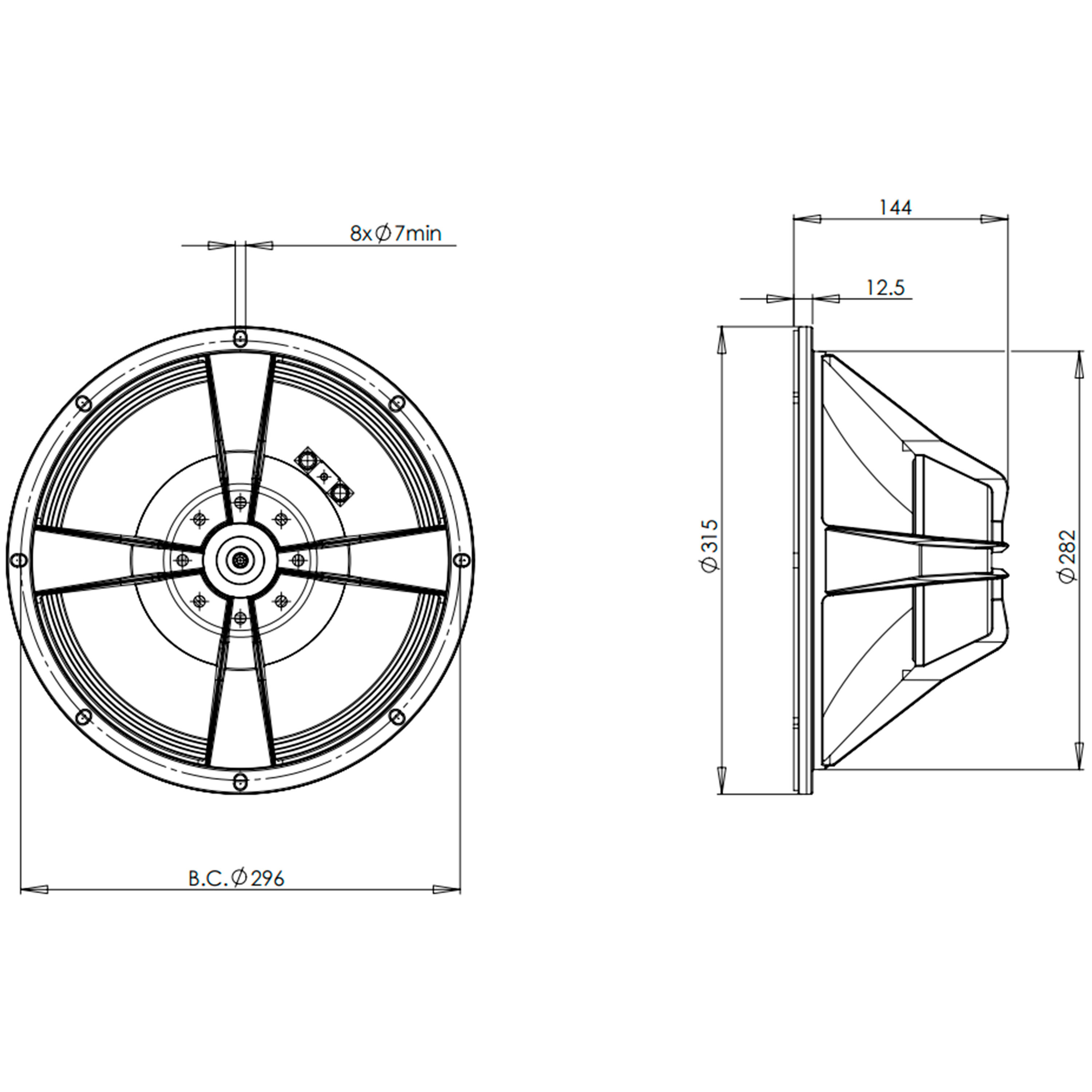 B&C Speakers 12HPL64 8 Ohm Push Buttons - Altavoz SonoVente.com - es