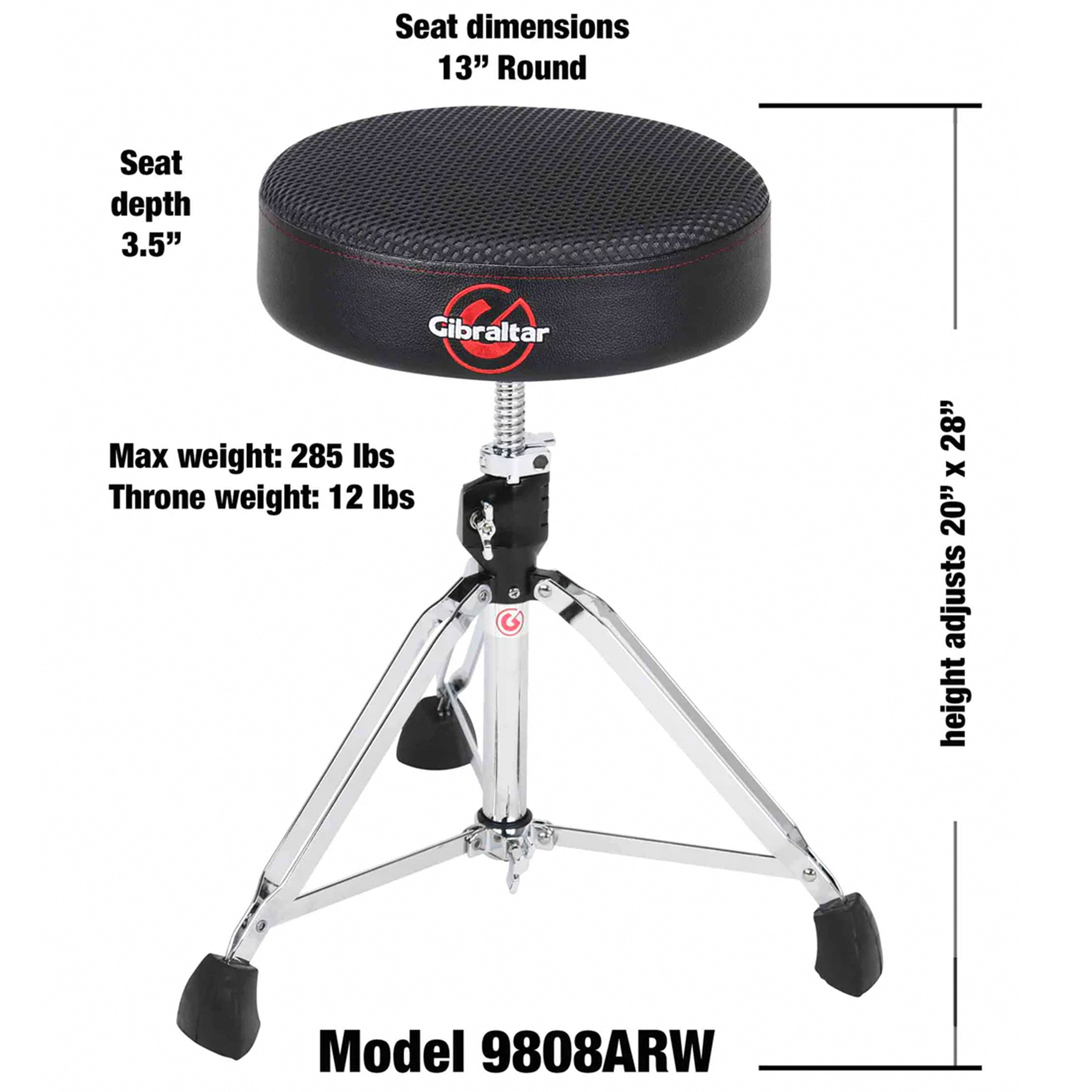 Gibraltar 9808ARW 9000 Series Siège batteur - Drum Thrones SonoVente.com - en