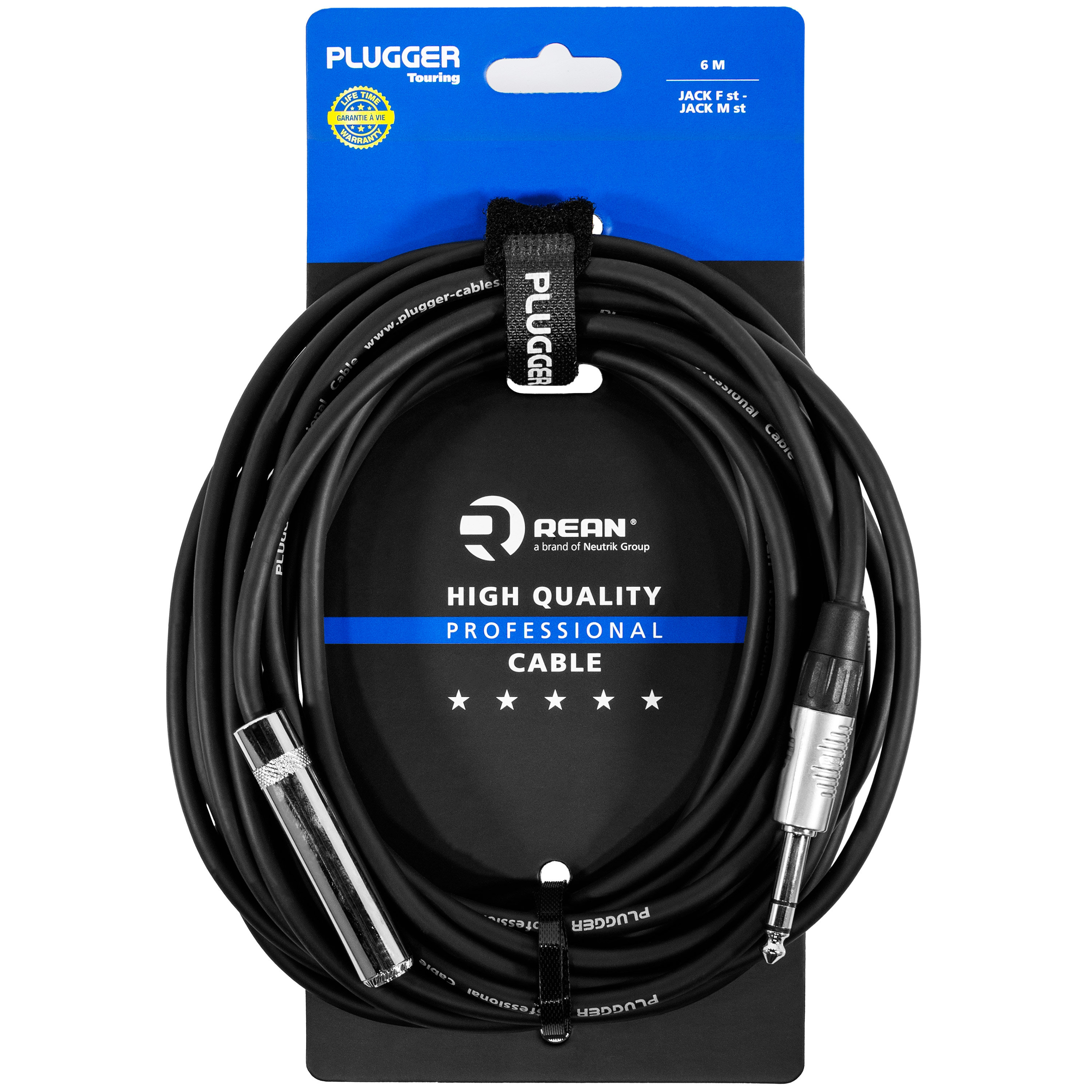 Plugger Câble Jack femelle stéréo - Jack mâle stéréo 6m Touring ...
