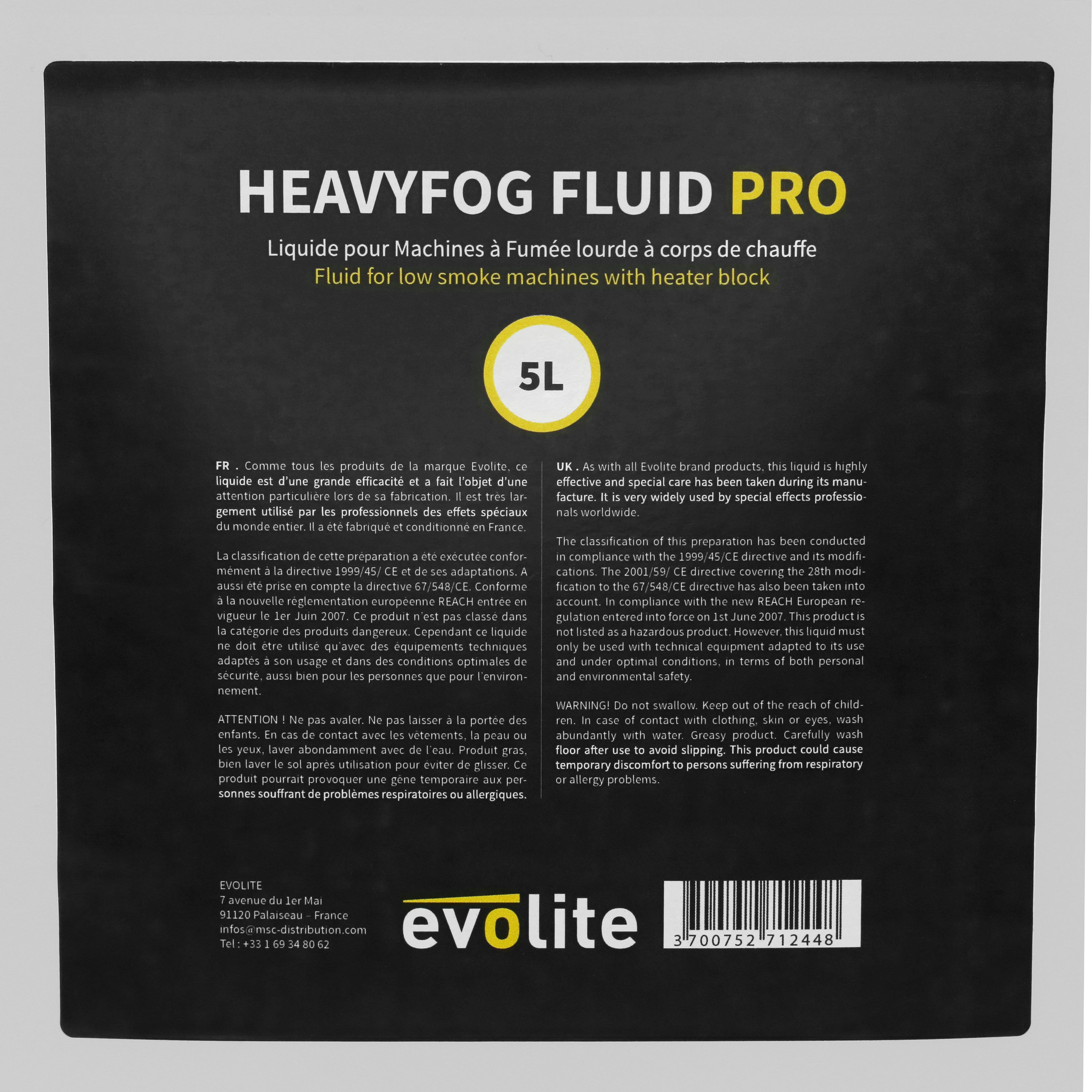 Evolite Pack HeavyFog 3000c + HeavyFog Fluid PRO 5L - Machine à fumée ...