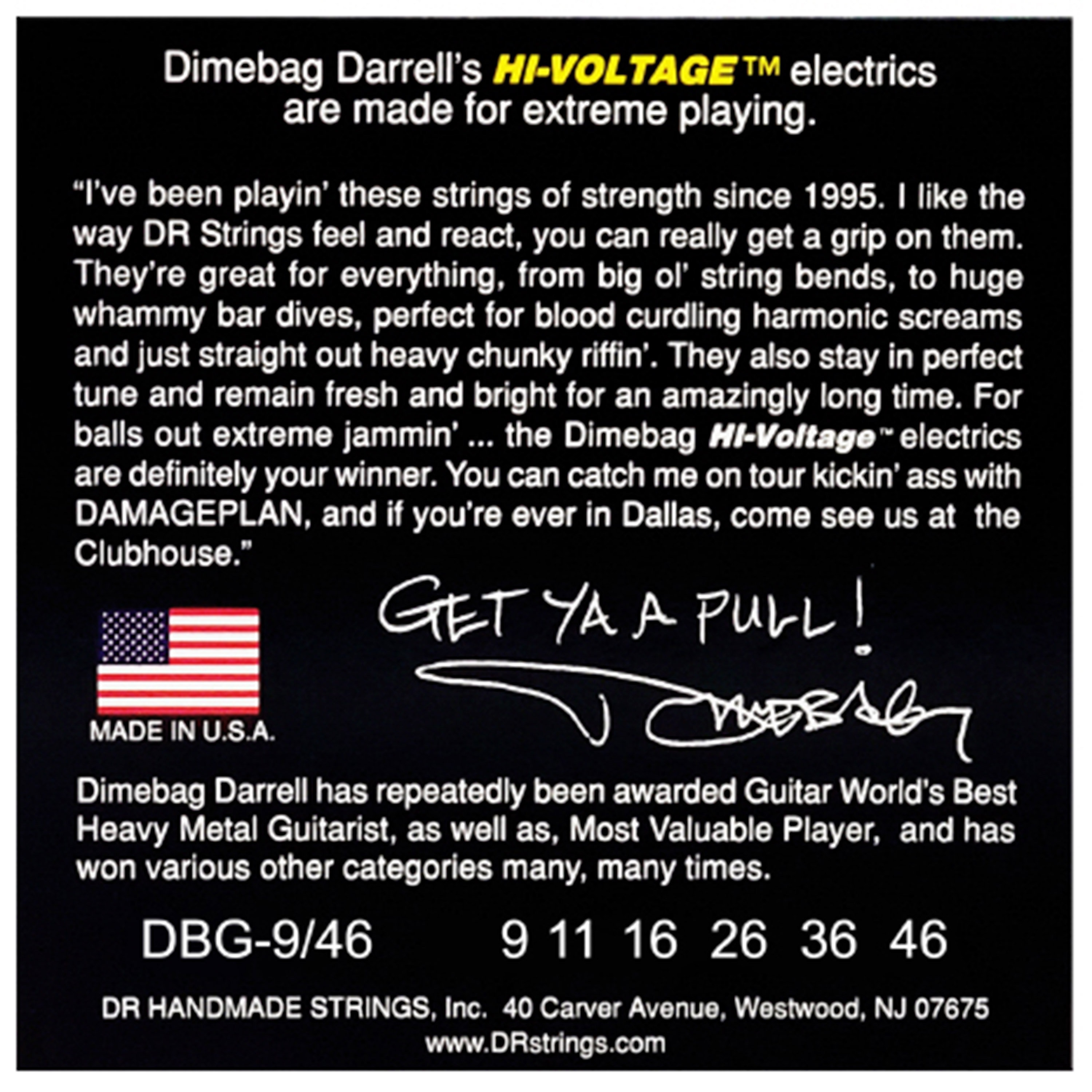 DR Strings Hi-Voltage Dimebag Darrell Light à Medium 9-46 - Cuerdas de ...