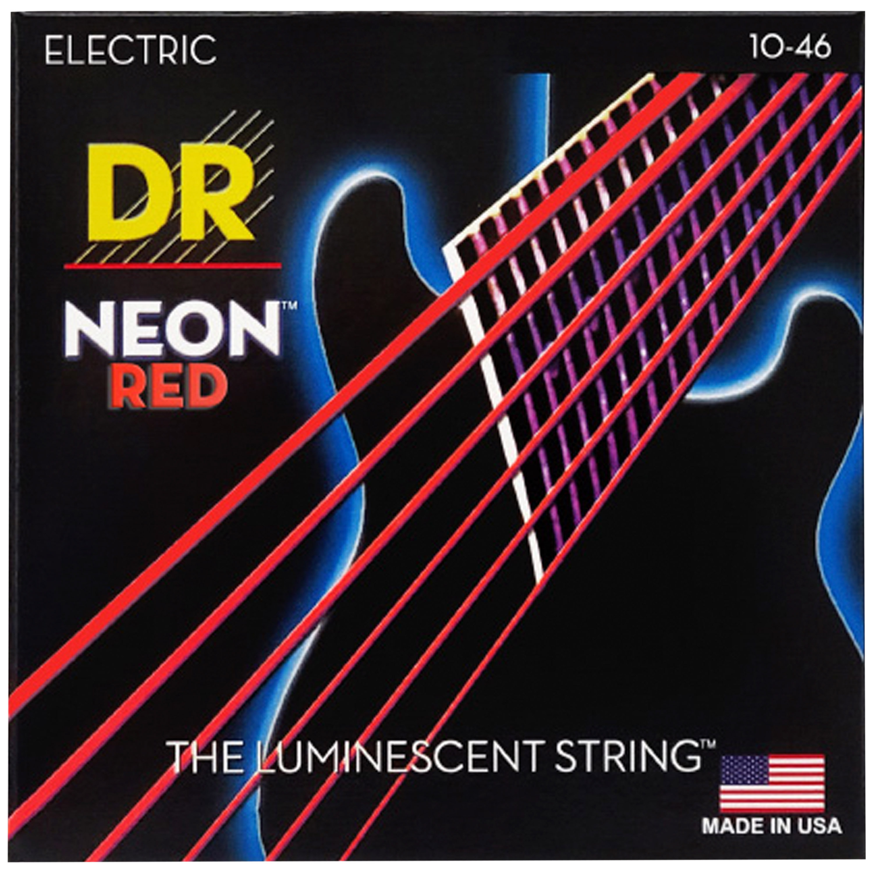 DR Strings Hi-Def Neon Red Medium 10-46 - Cordes guitare SonoVente.com
