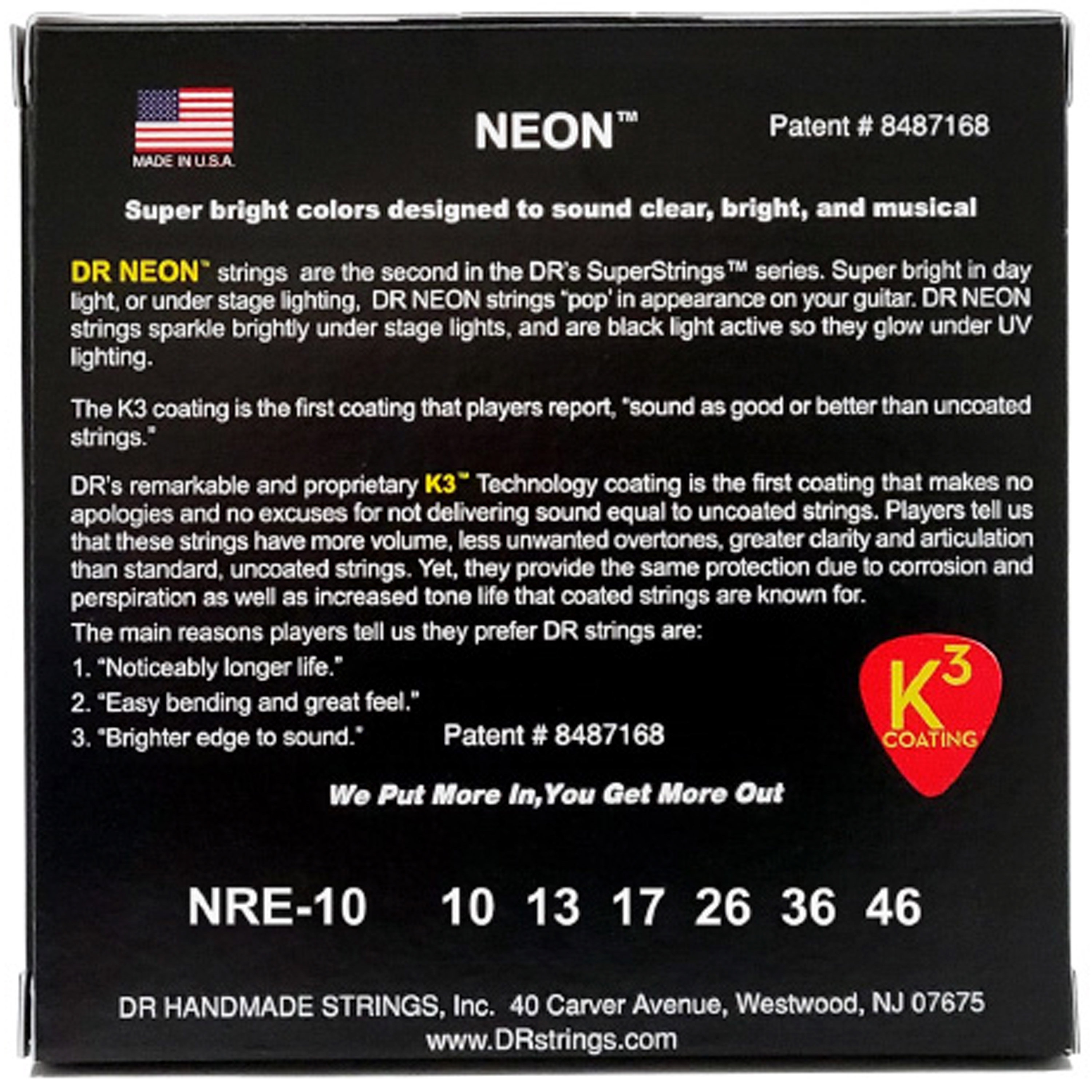 DR Strings Hi-Def Neon Red Medium 10-46 - Cordes guitare SonoVente.com