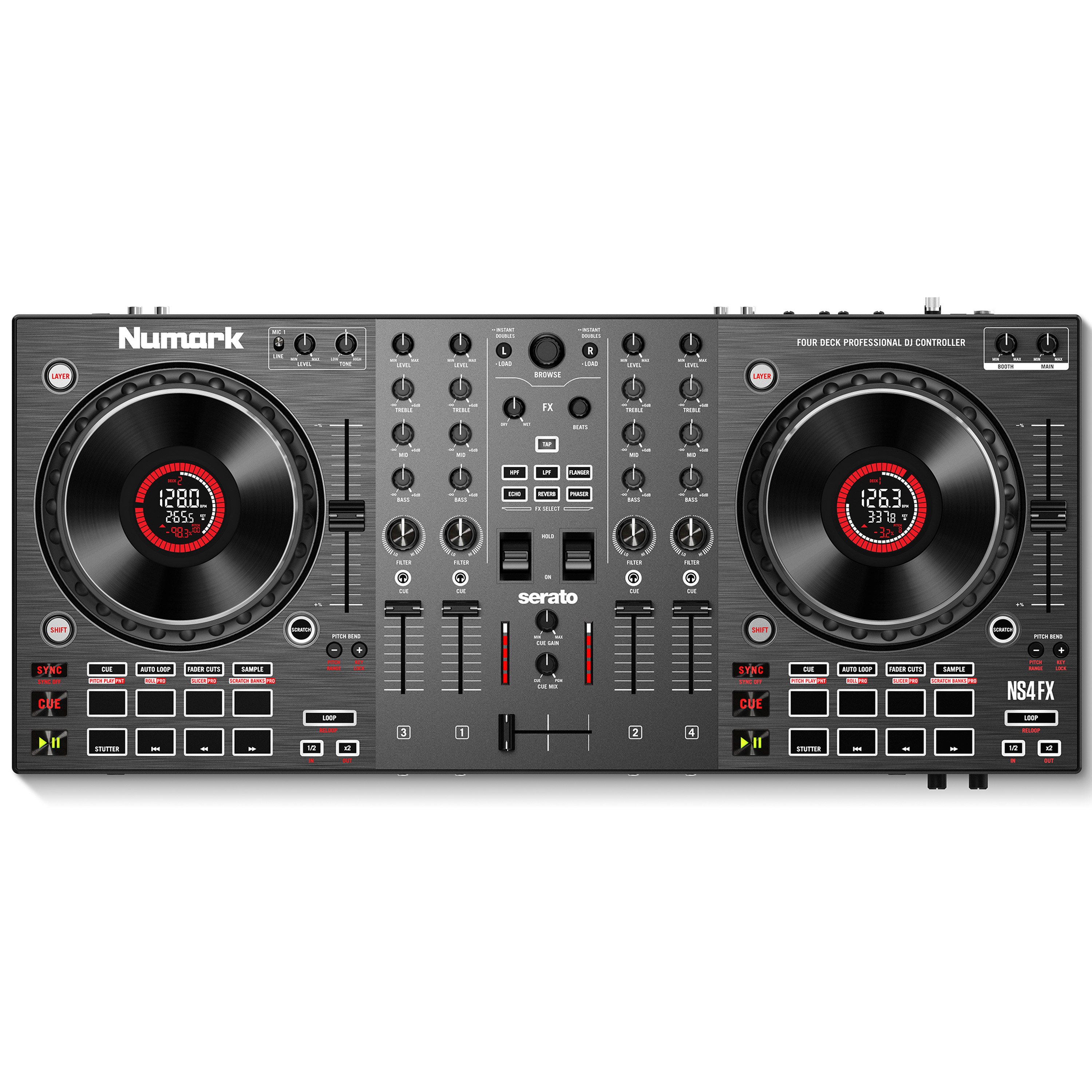 Numark NS4FX + K-Max MK3 Large 3/4 Channel DJ Controller Backpack ...