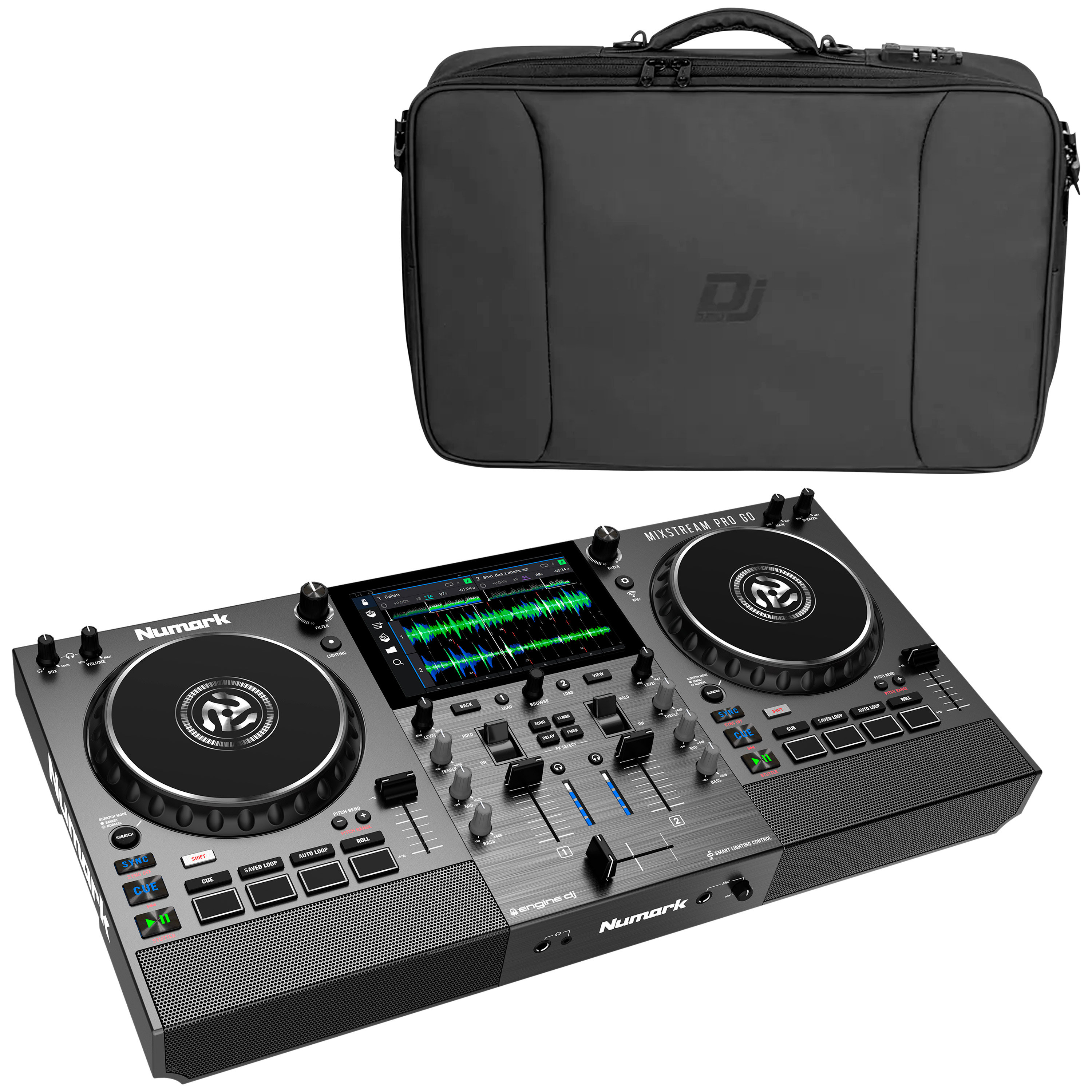 Numark Mixstream Pro Go + Comfort Medium Bag - Contrôleur DJ autonome ...