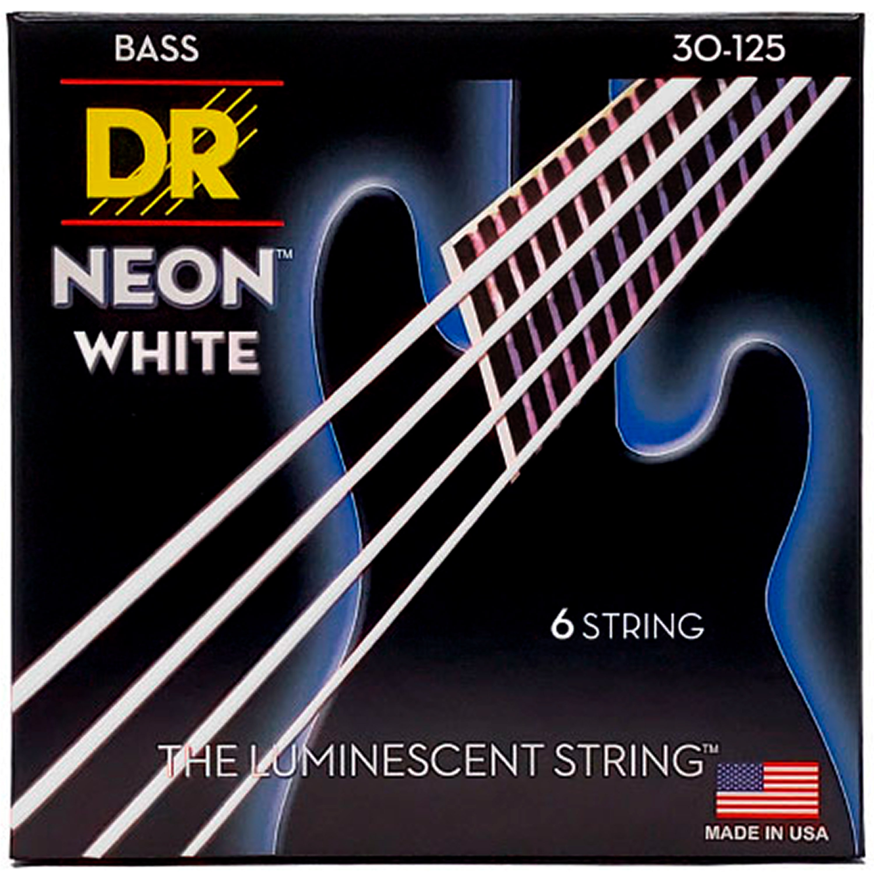 DR Strings Hi Def Neon White 6 Cordes Medium 30-125 - Gitaarsnaren SonoVente.com - nl