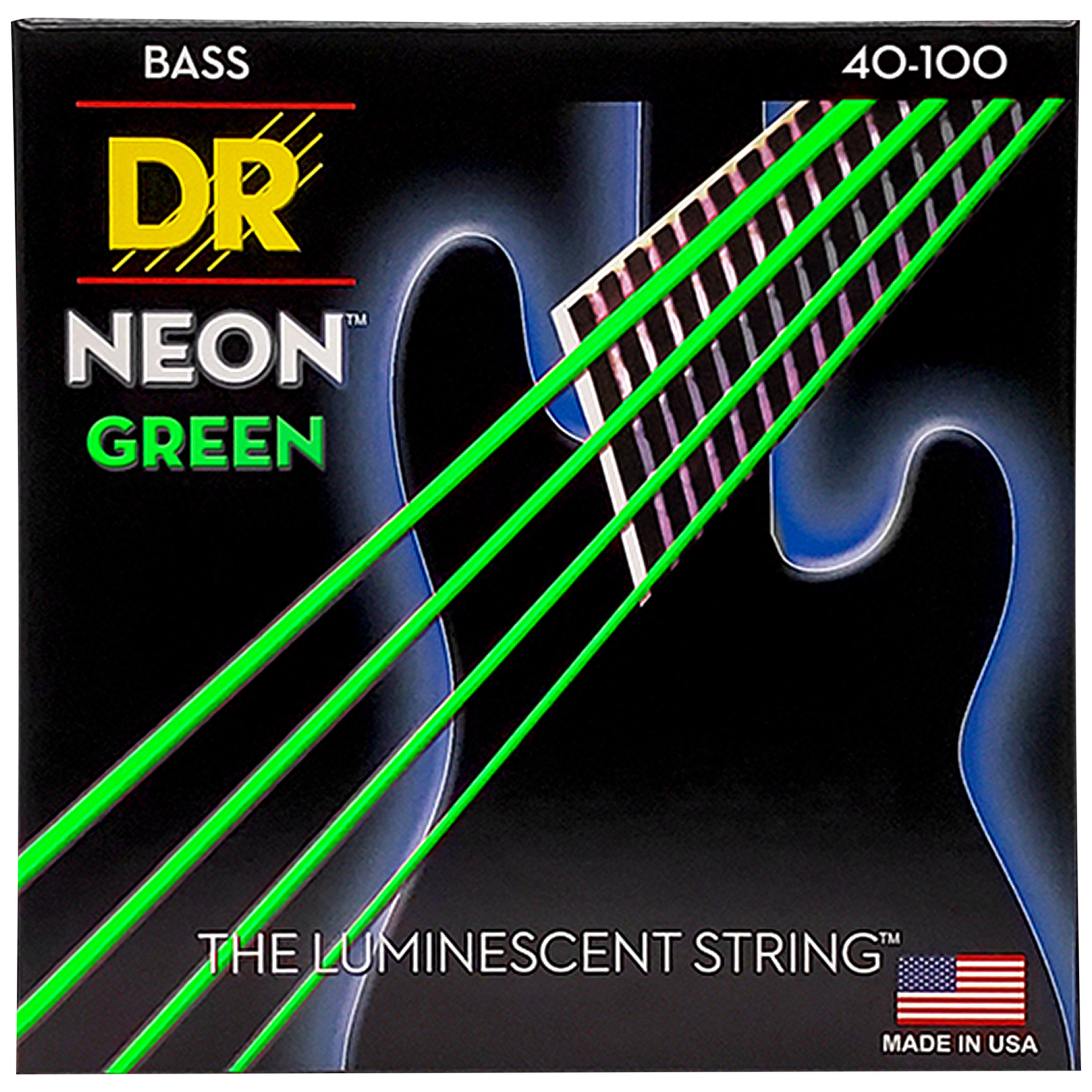 DR Strings Hi Def Neon Green 4 Cordes Light 40-100 - Cordes guitare ...