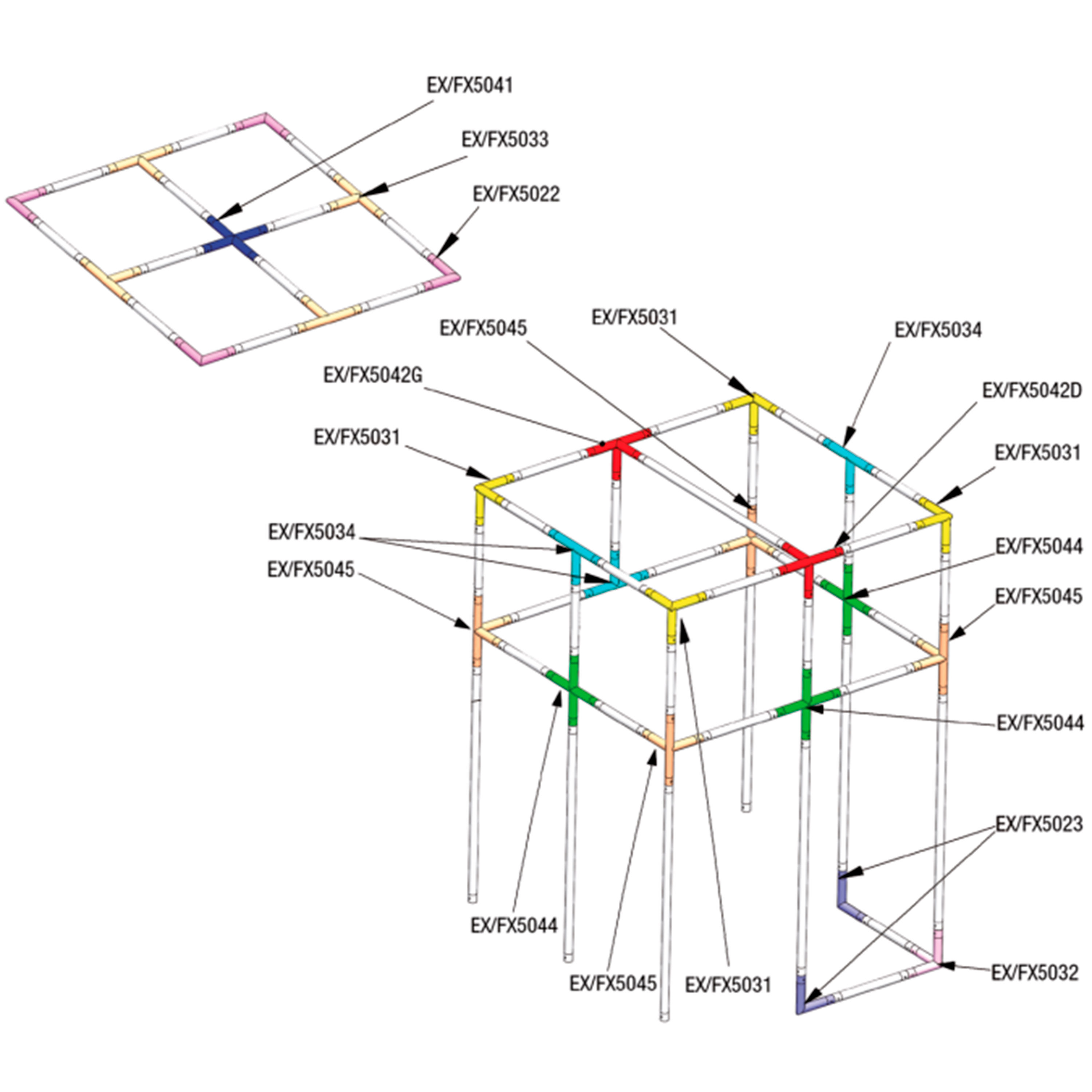 ASD FX 5044 Angle 4 départs 90 degrés pied vertical 0,45m x 0,45m ...
