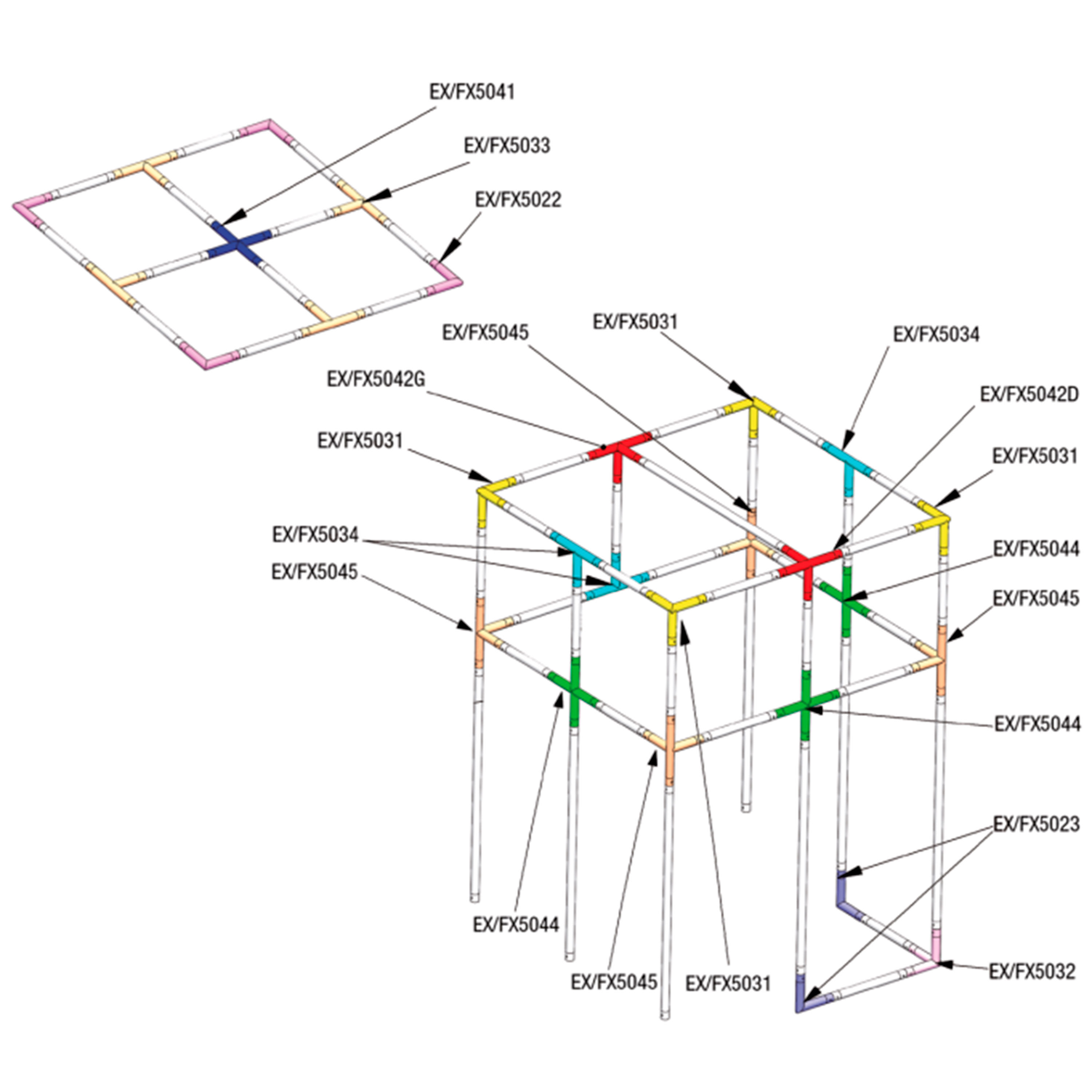 ASD FX 5045 Angle 4 départs 90 degrés pied 0,45m x 0,25m x 0,25m ...