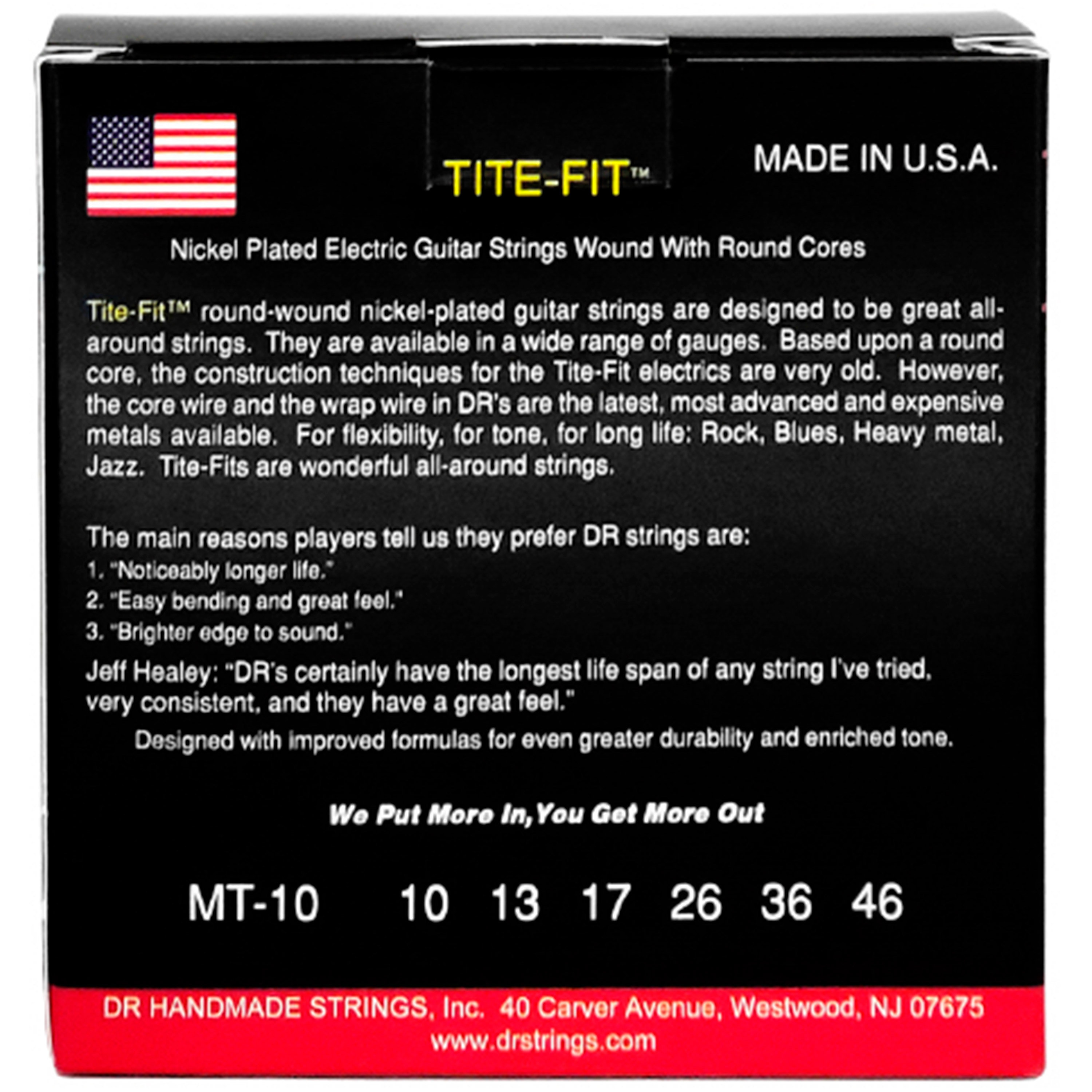 DR Strings Tite Fit Nickel Plated 6 Cordes Medium 10-46 3 Jeux - Cordes ...