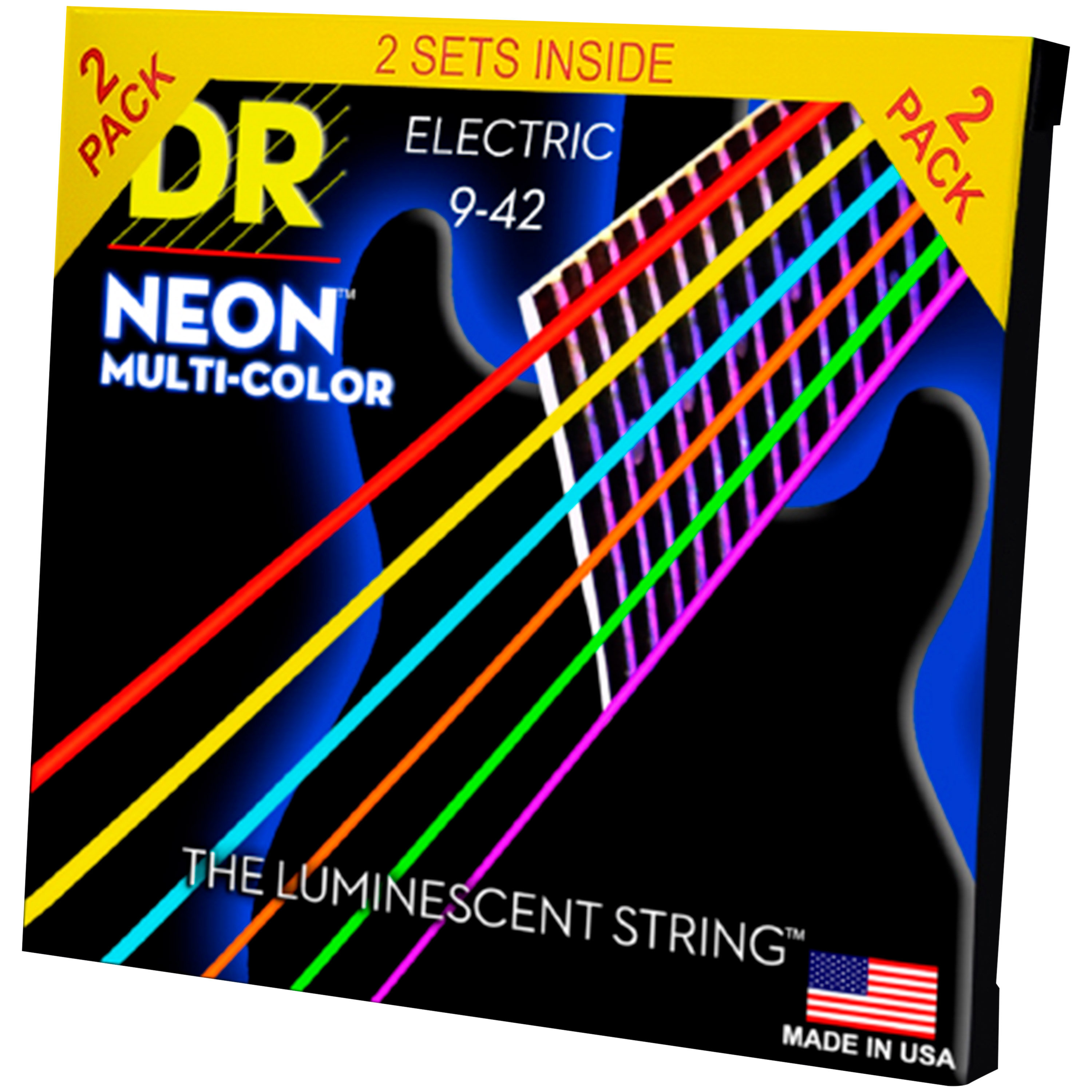 DR Strings Hi Def Neon Multi Color Light 9-42 2 Jeux - Gitaarsnaren ...