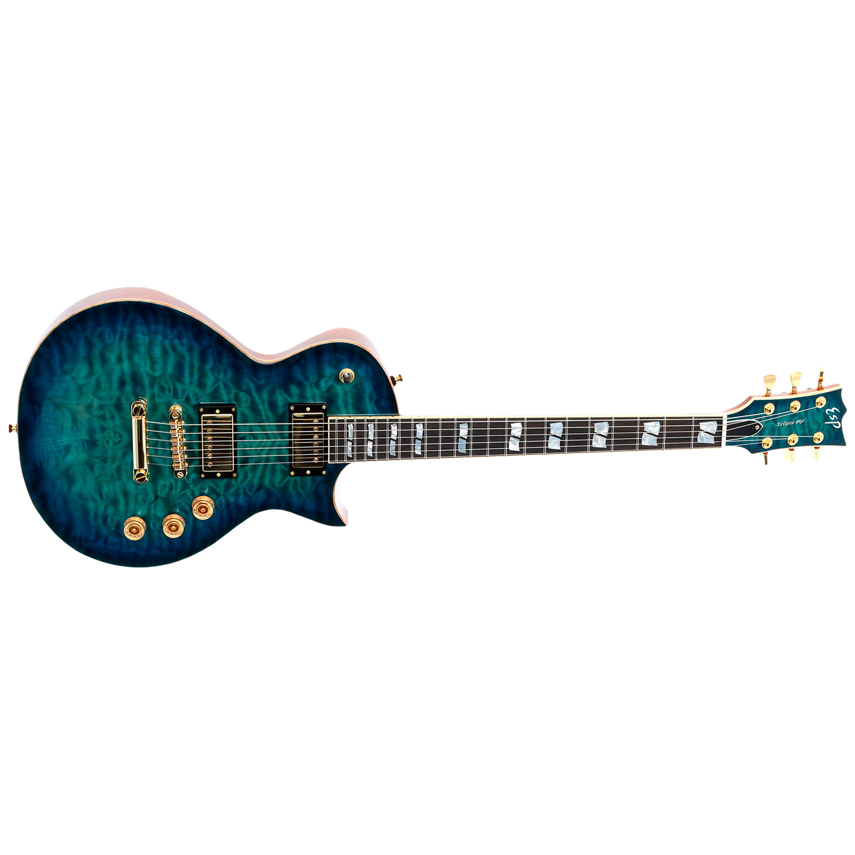 ESP Eclipse USA QM GH Aqua Marine Sunburst + étui - Guitare forme LP ...