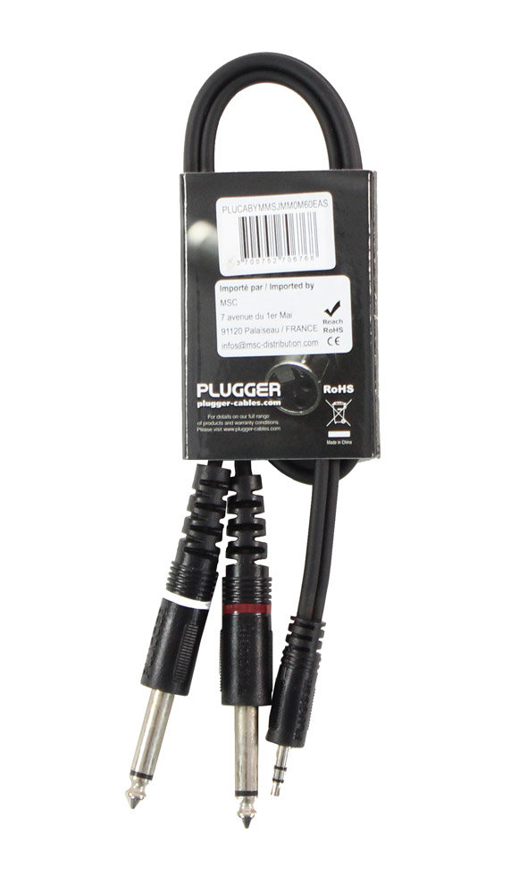 Plugger Câble Y Mini Jack Mâle Stéréo - Jack Mâle Mono 0.60m Easy ...
