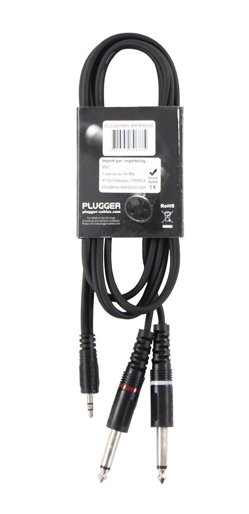 Plugger Câble Y Mini Jack Mâle Stéréo - Jack Mâle Mono 1.50m Easy ...