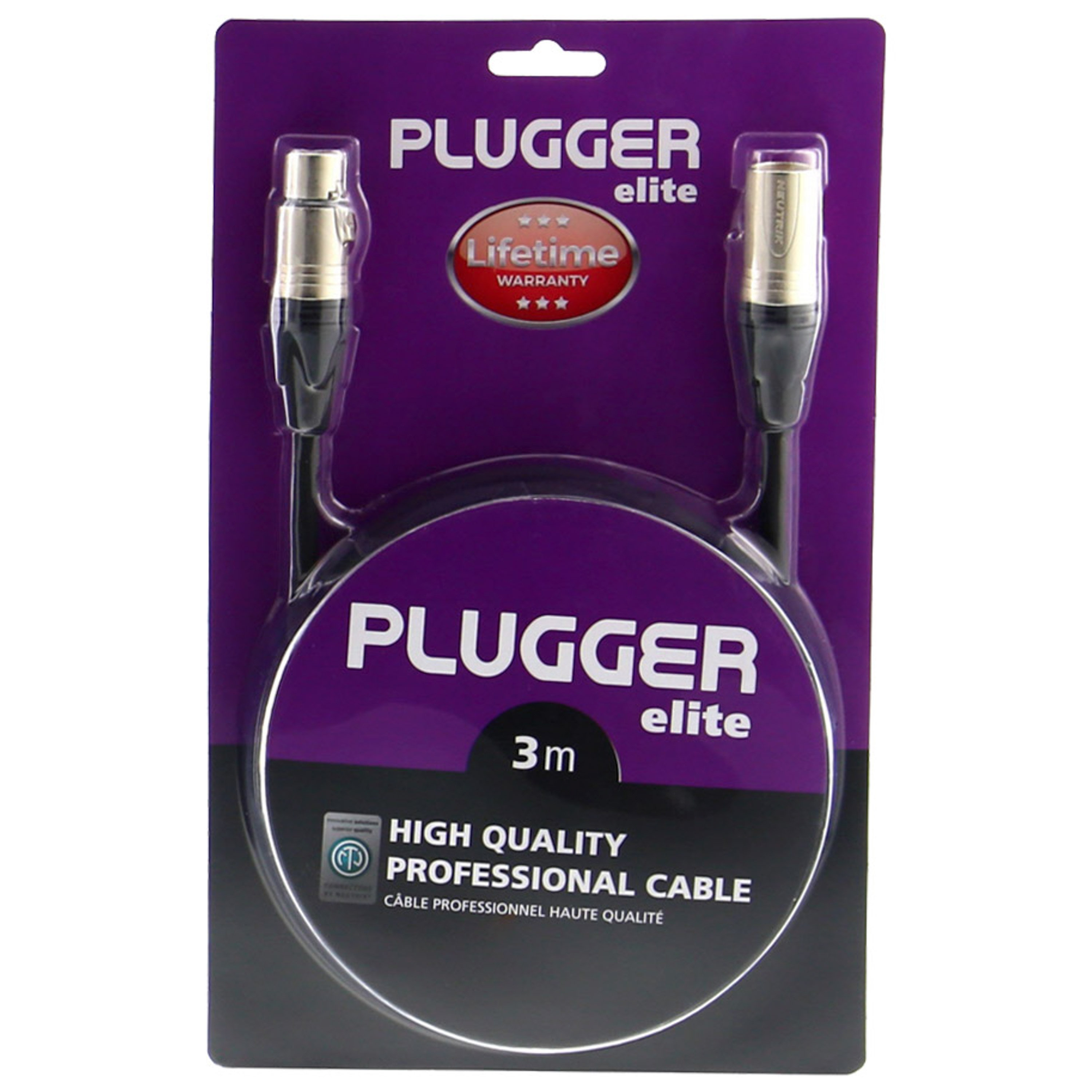 Plugger Câble XLR femelle 3b - XLR mâle 3b 3m Elite - Câble micro ...