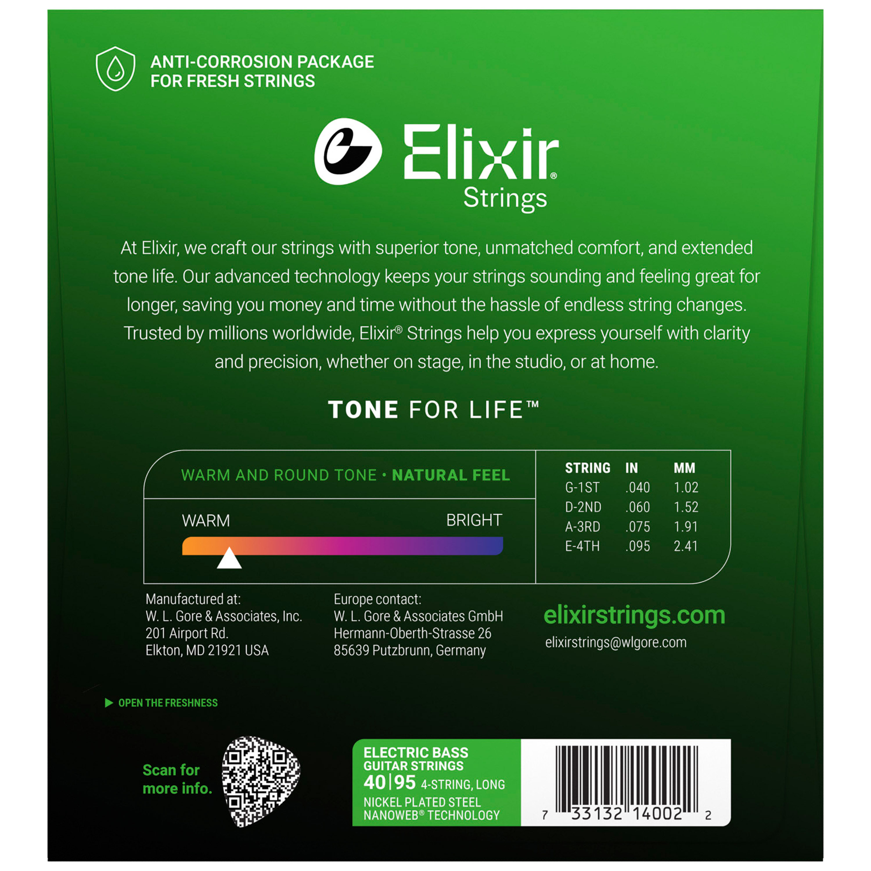 Elixir 14002 Nanoweb 40/95 Bass Extra Light - Cordes guitare SonoVente.com