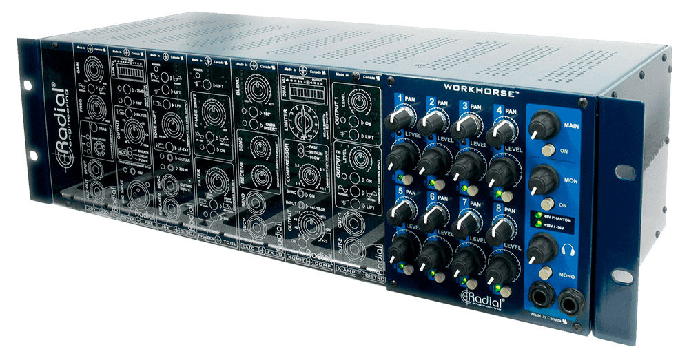 Radial WR-8 Workhorse 8-Slot Power Rack - Tranche de console SonoVente.com