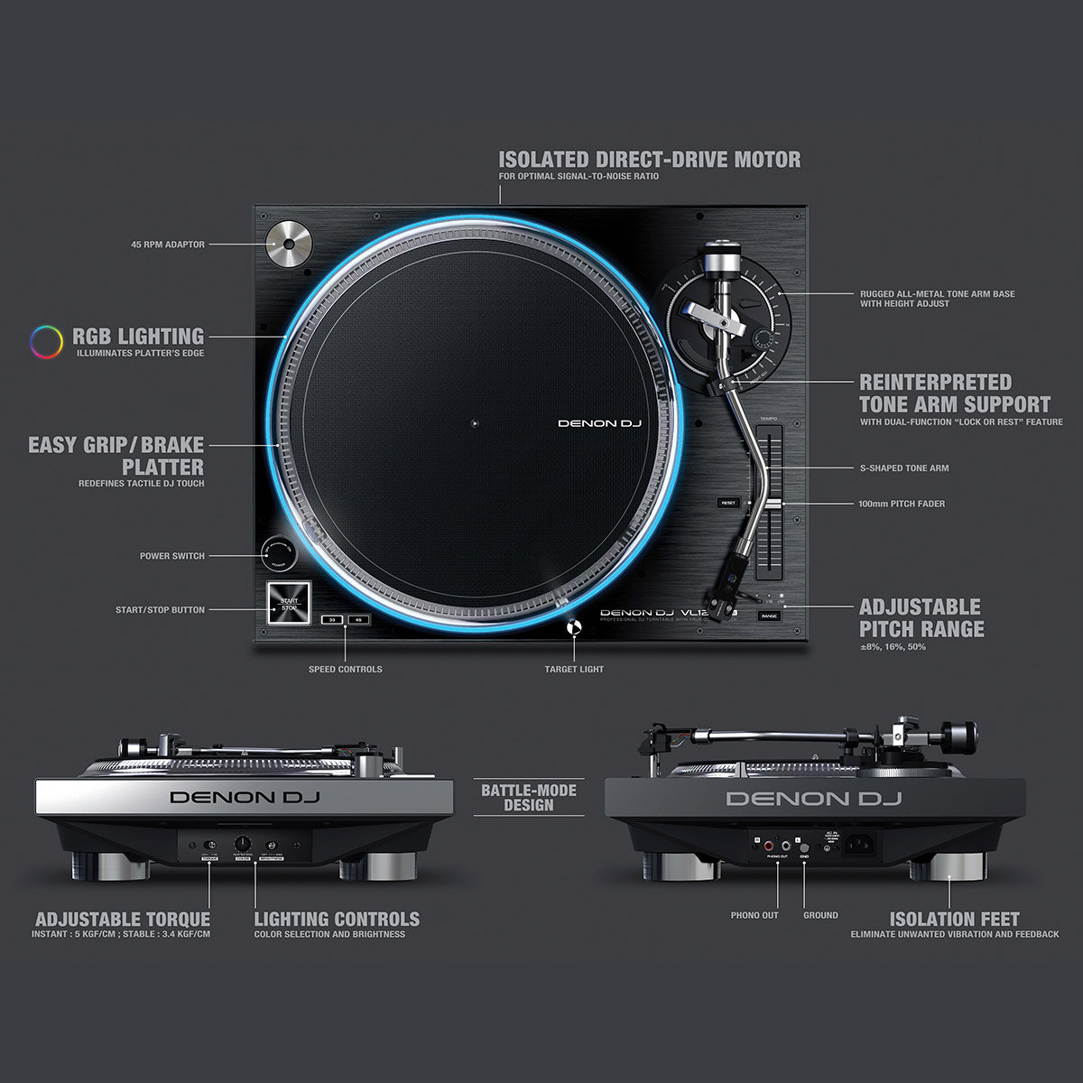 Denon DJ VL12 Prime : Platine à Entrainement Direct Denon DJ ...