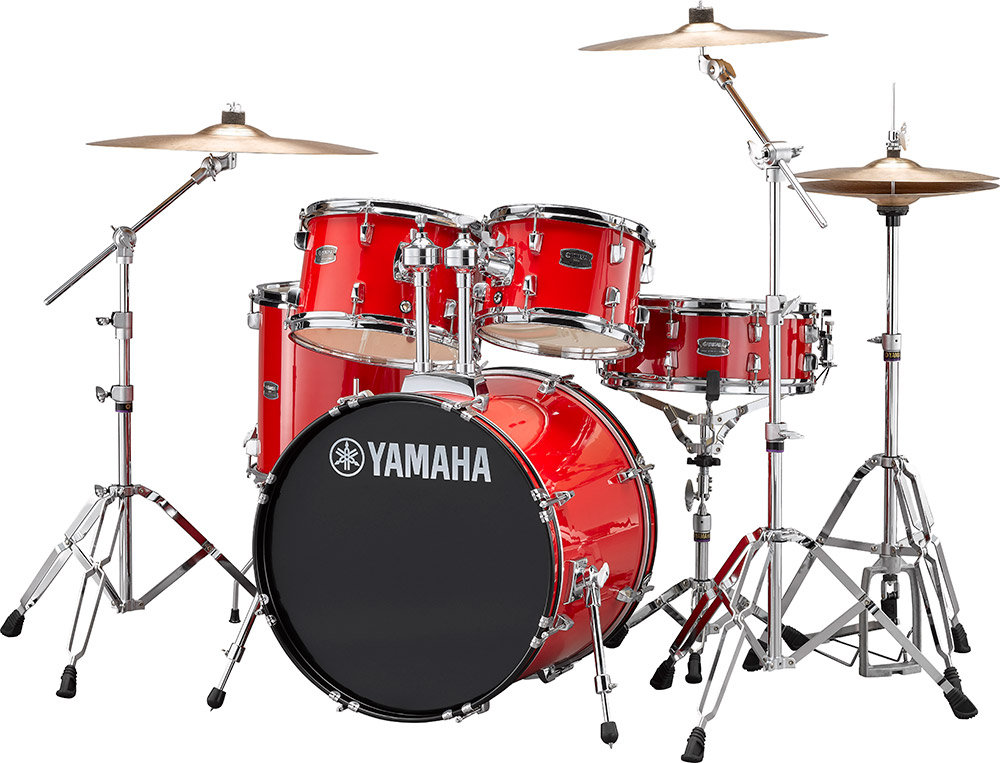 Yamaha Rydeen Fusion 20'' Hot Red + Hardware + Cymbales - Batterie ...