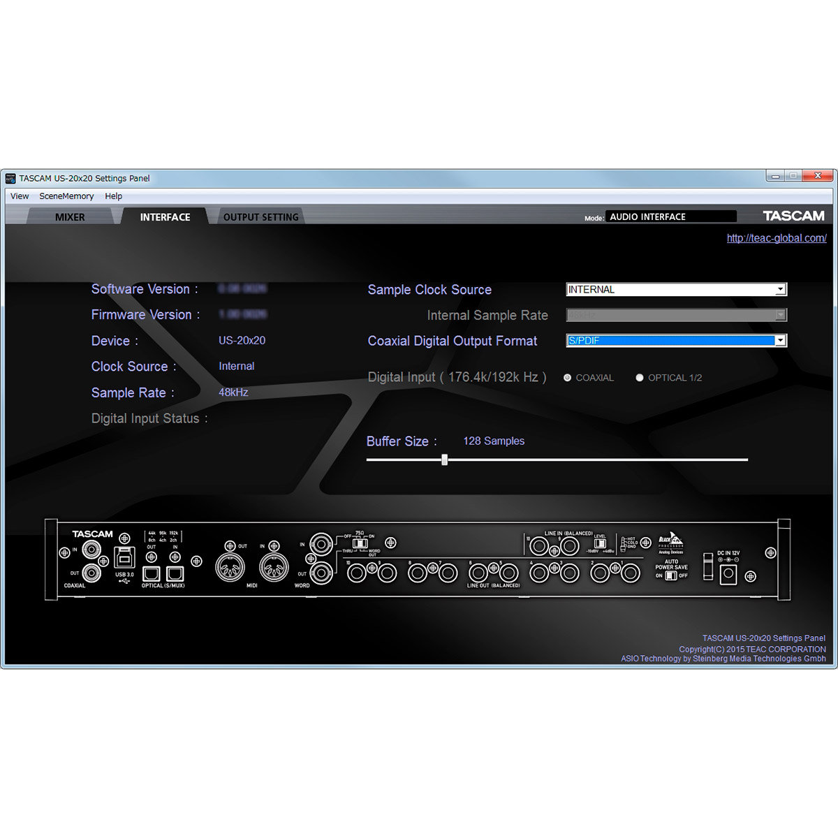 Tascam US-20x20 - Carte son SonoVente.com