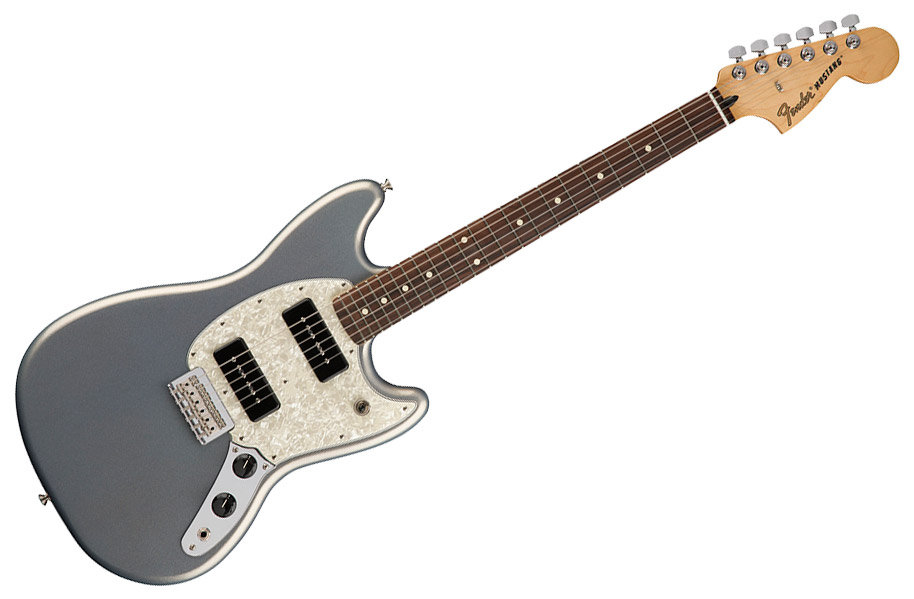 Fender Offset Mustang 90 PF Silver - Guitare vintage SonoVente.com