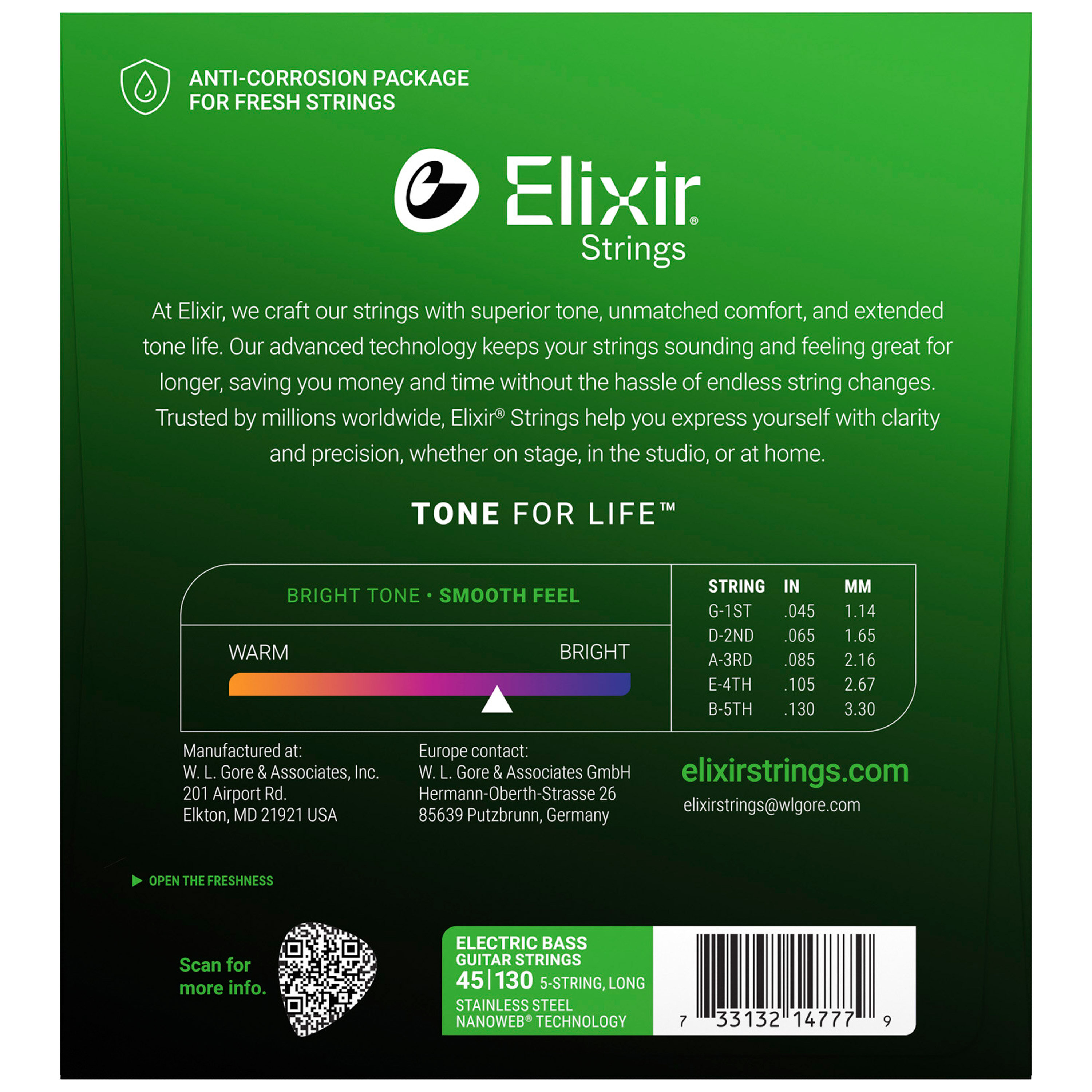 Elixir 14777 Nanoweb 45/130 Bass Medium Light - Cordes guitare ...