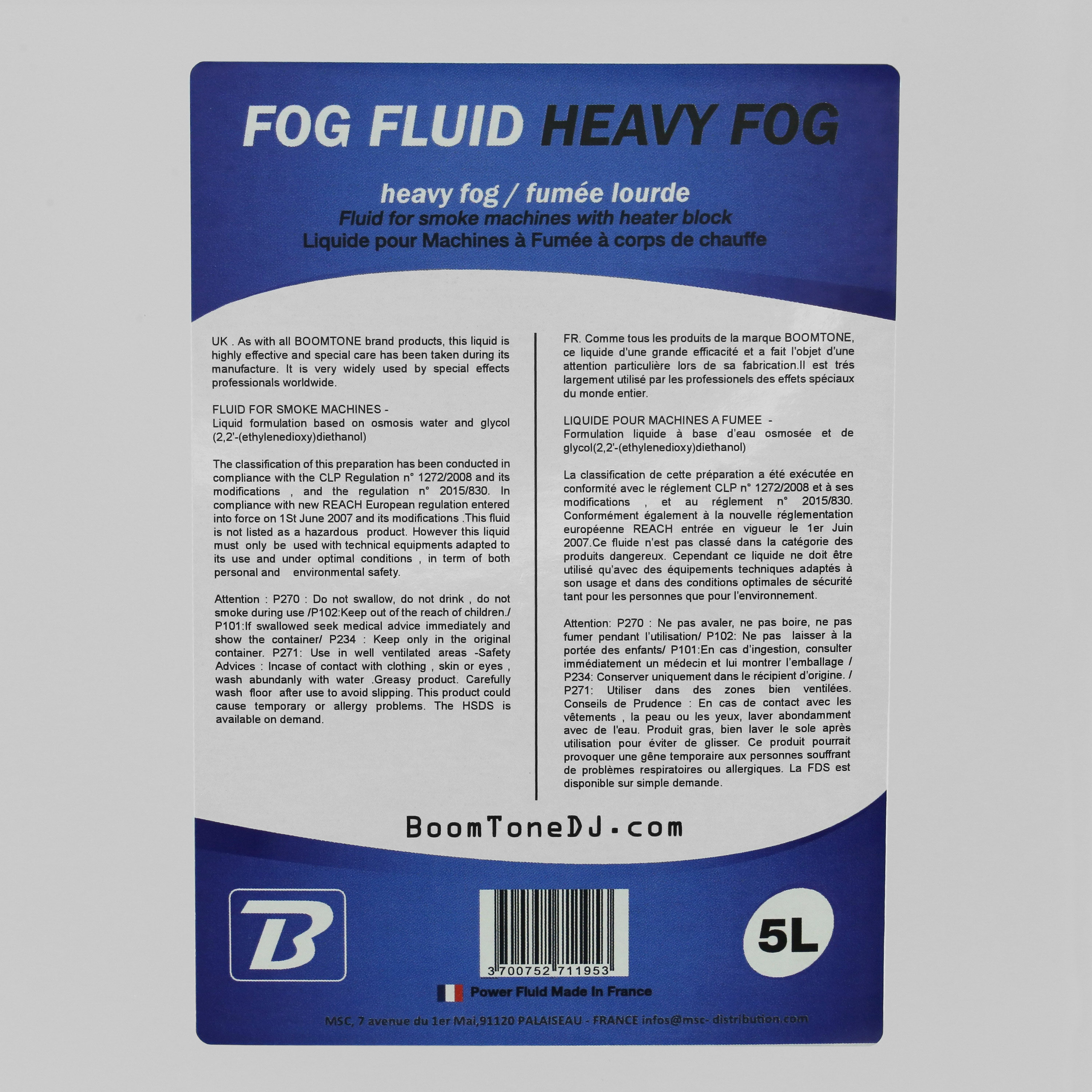 BoomTone DJ Heavy Fog Fluid 5L - Liquides pour machines SonoVente.com