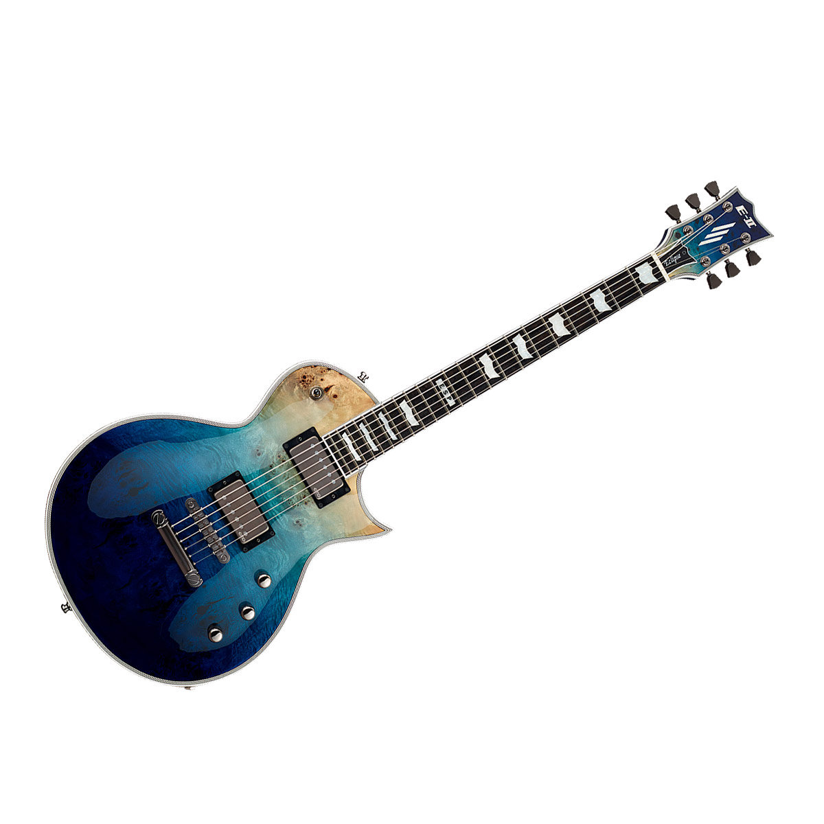 ESP E-II ECLIPSE Buckeye Burl Maple Blue Natural Fade + étui - Guitare ...