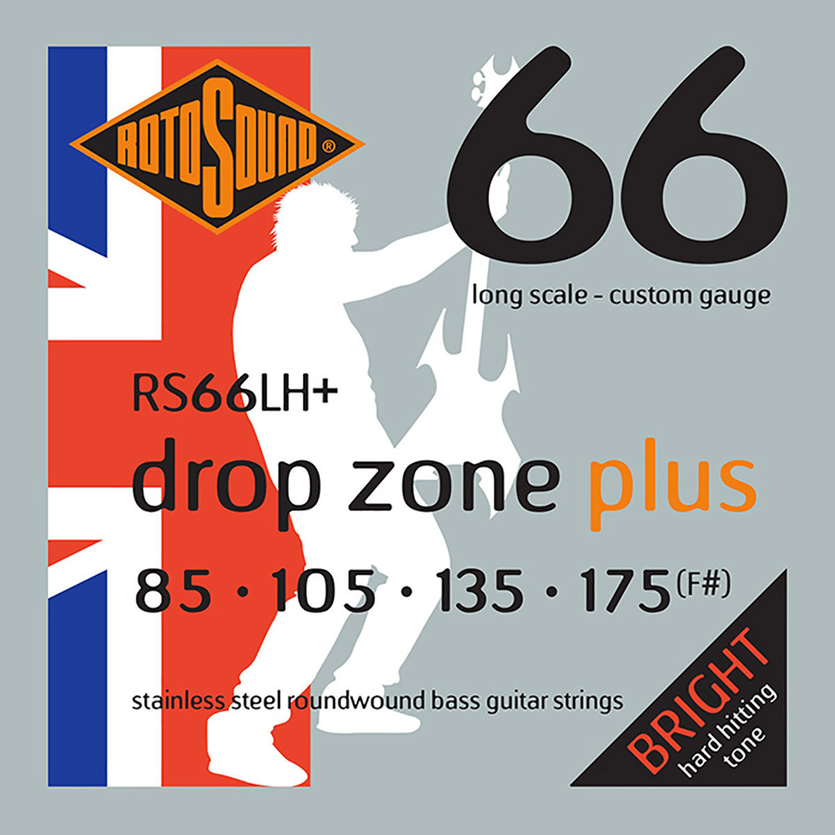 Rotosound RS66LH+ Swing Bass 66 Stainless Steel Drop Zone Plus 85/175 ...
