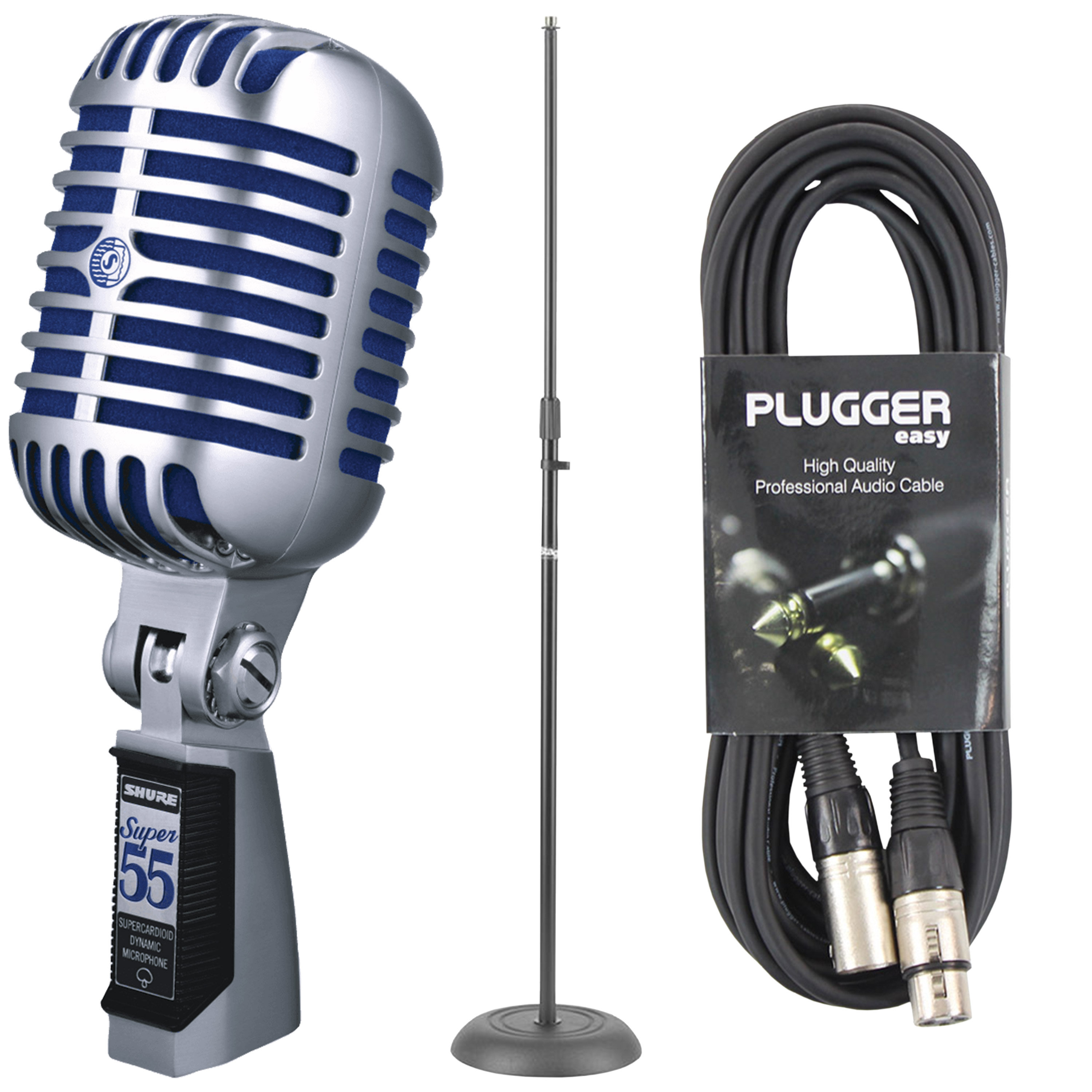 Shure Pack Super 55 + Pied + Câble XLR 6m - Micro zang SonoVente.com - nl