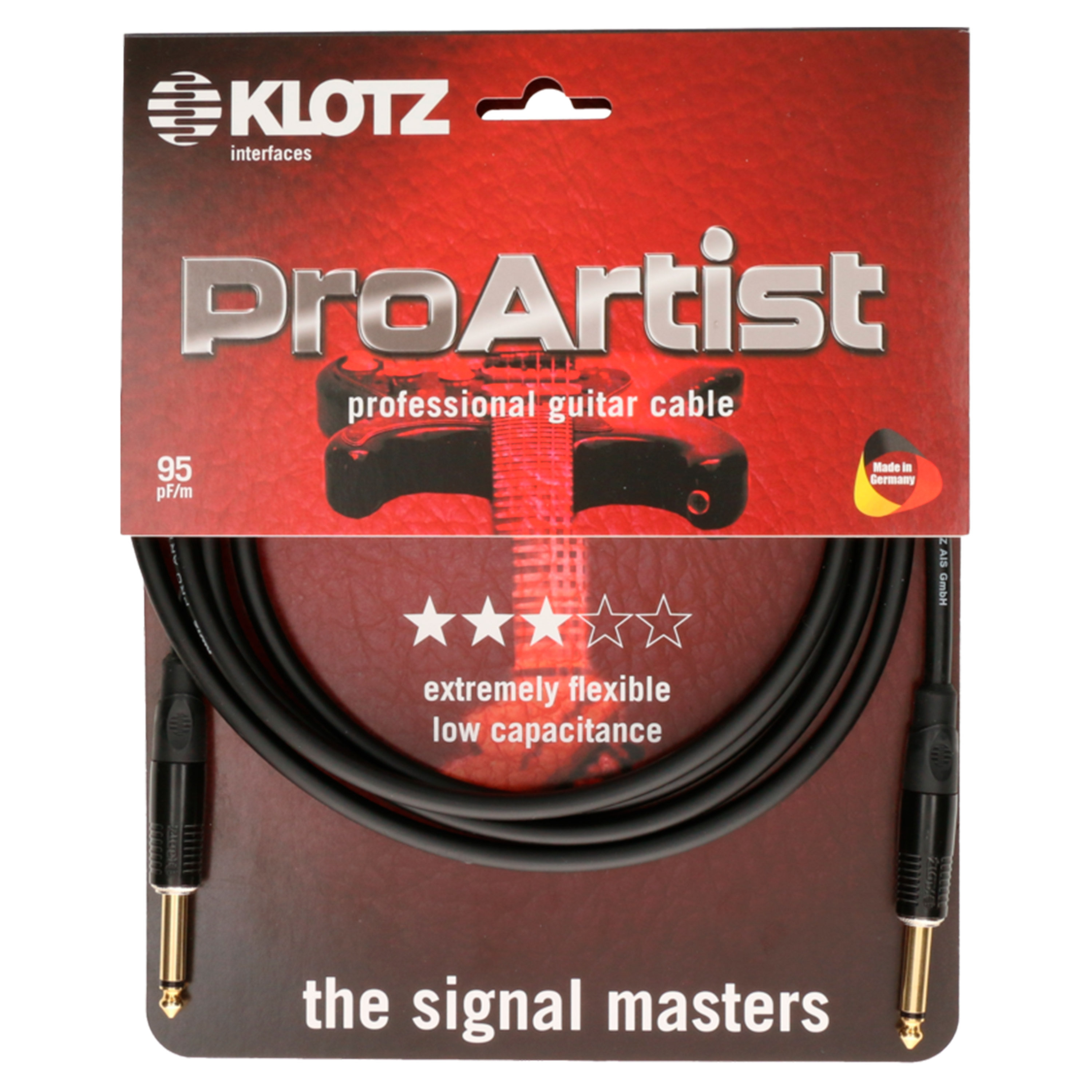 Klotz Câble Jack TS coudé / Jack TS or PRO ARTIST 3m - Câble instrument ...