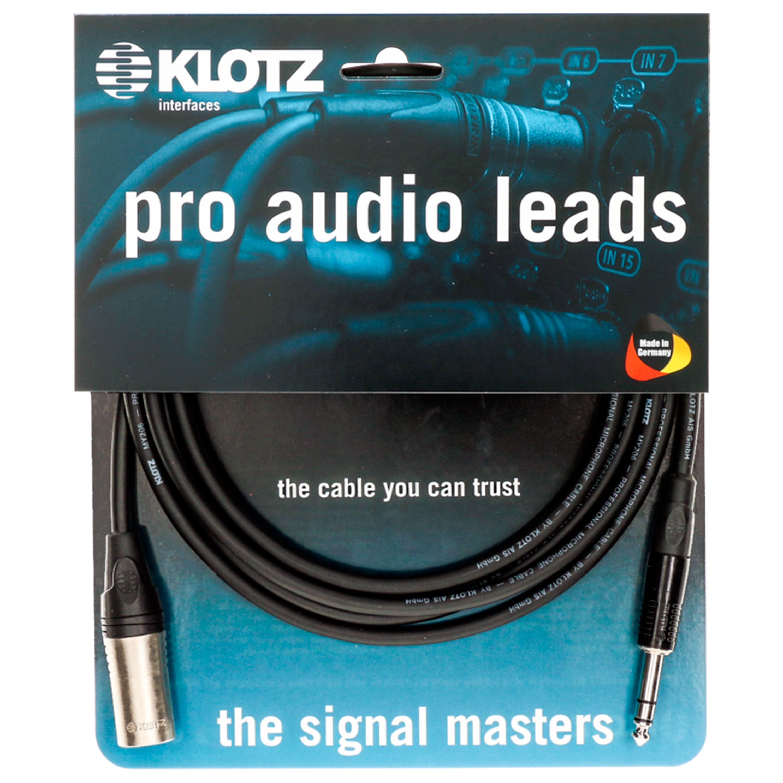 Klotz Câble M1 Pro Jack mâle TRS / XLR mâle, 2m - Câble micro SonoVente.com