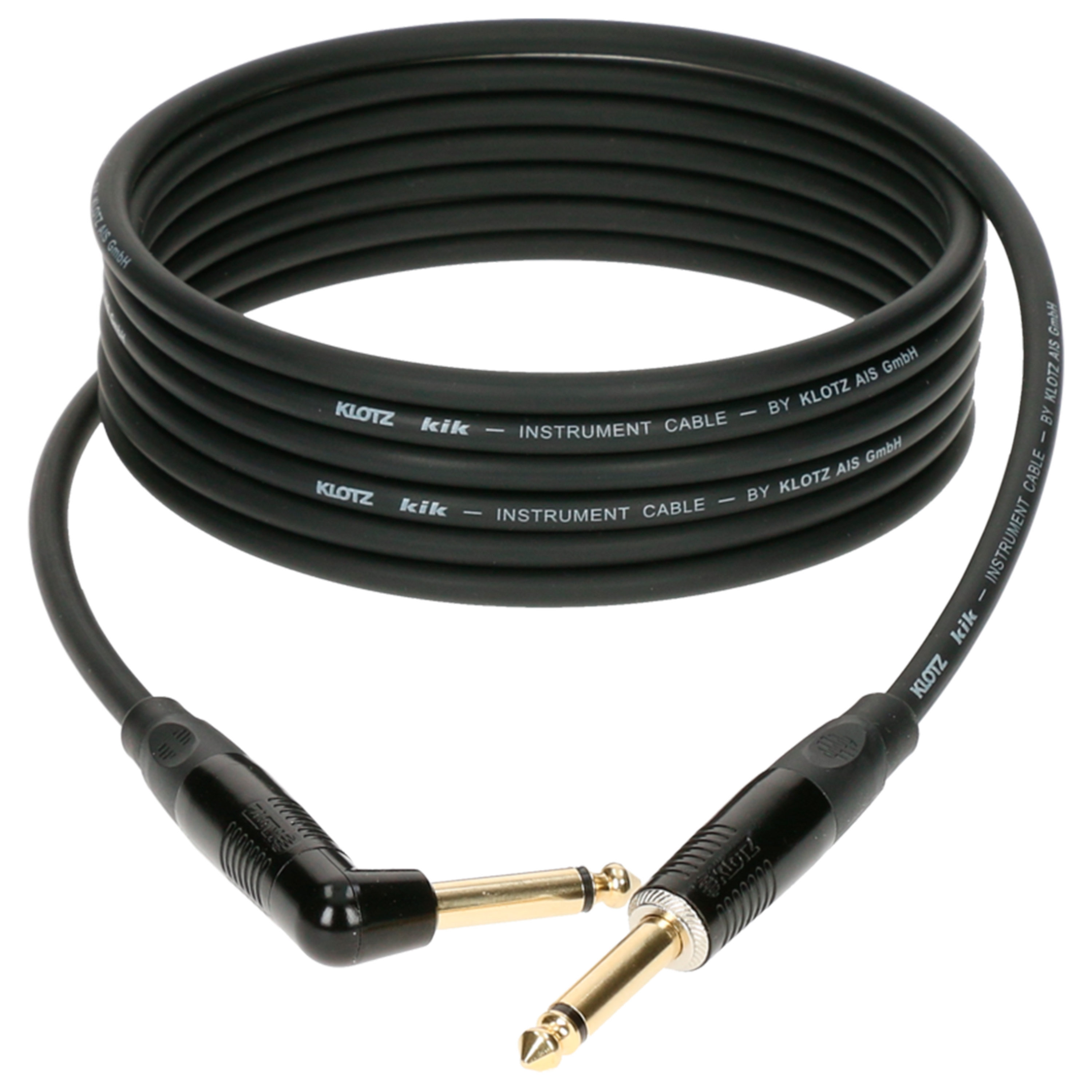Câble professionnel pour instrument Jack 6.35mm droit/coudé 3m : Câble Instrument Klotz ...