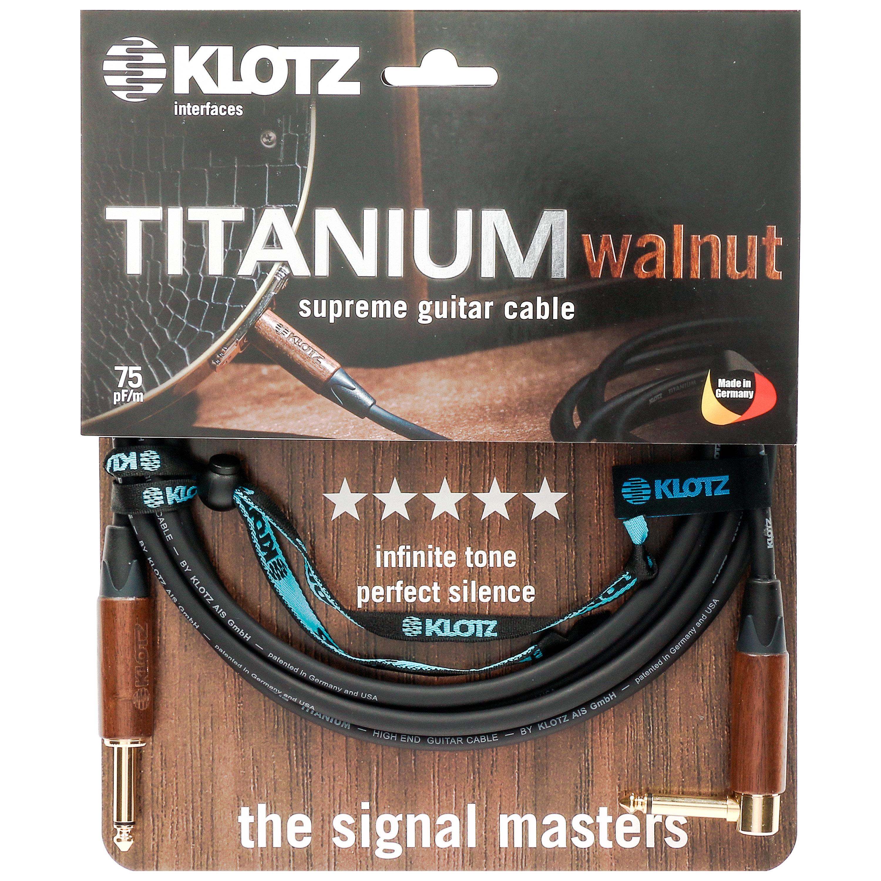 Klotz Câble Titanium Walnut Jack TS mâle droit/mâle coudé, 3m - Câble ...