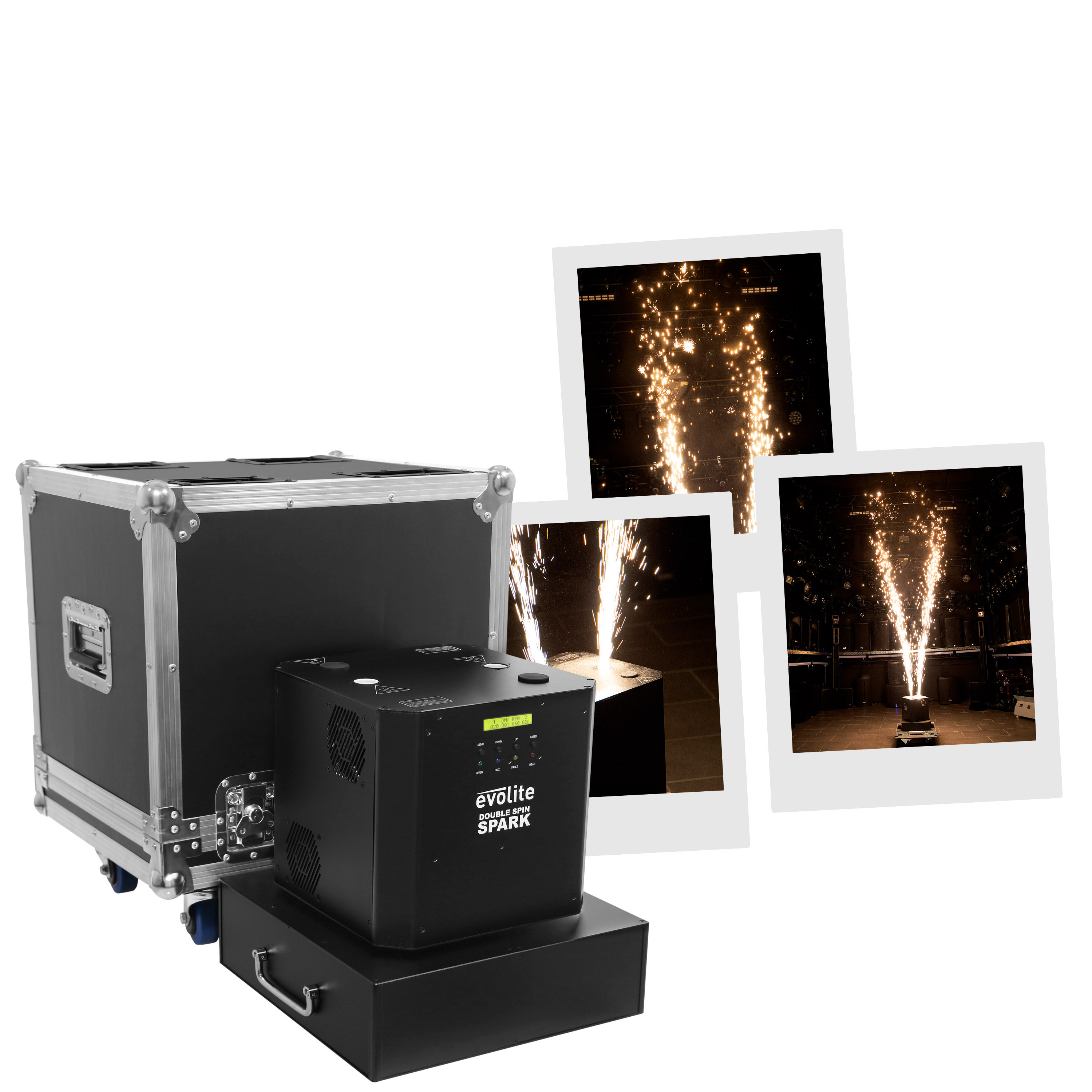 Evolite Double Spin Spark - Machine pyrotechnique SonoVente.com