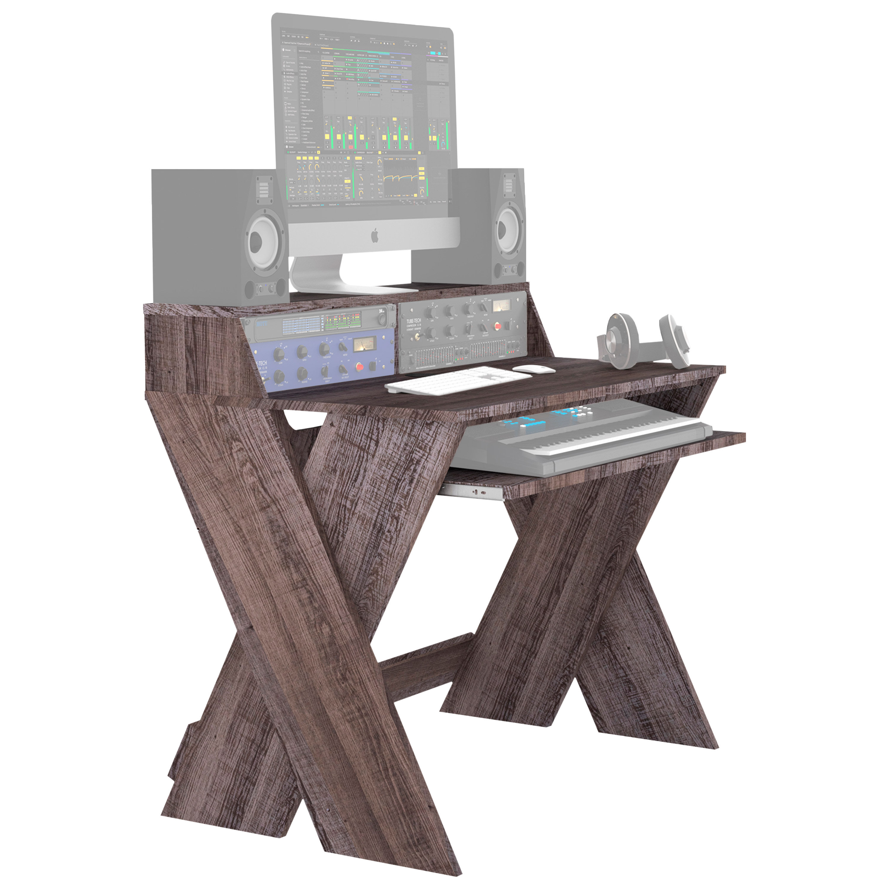 Glorious DJ Sound Desk Compact Walnut - Mobilier de studio SonoVente.com