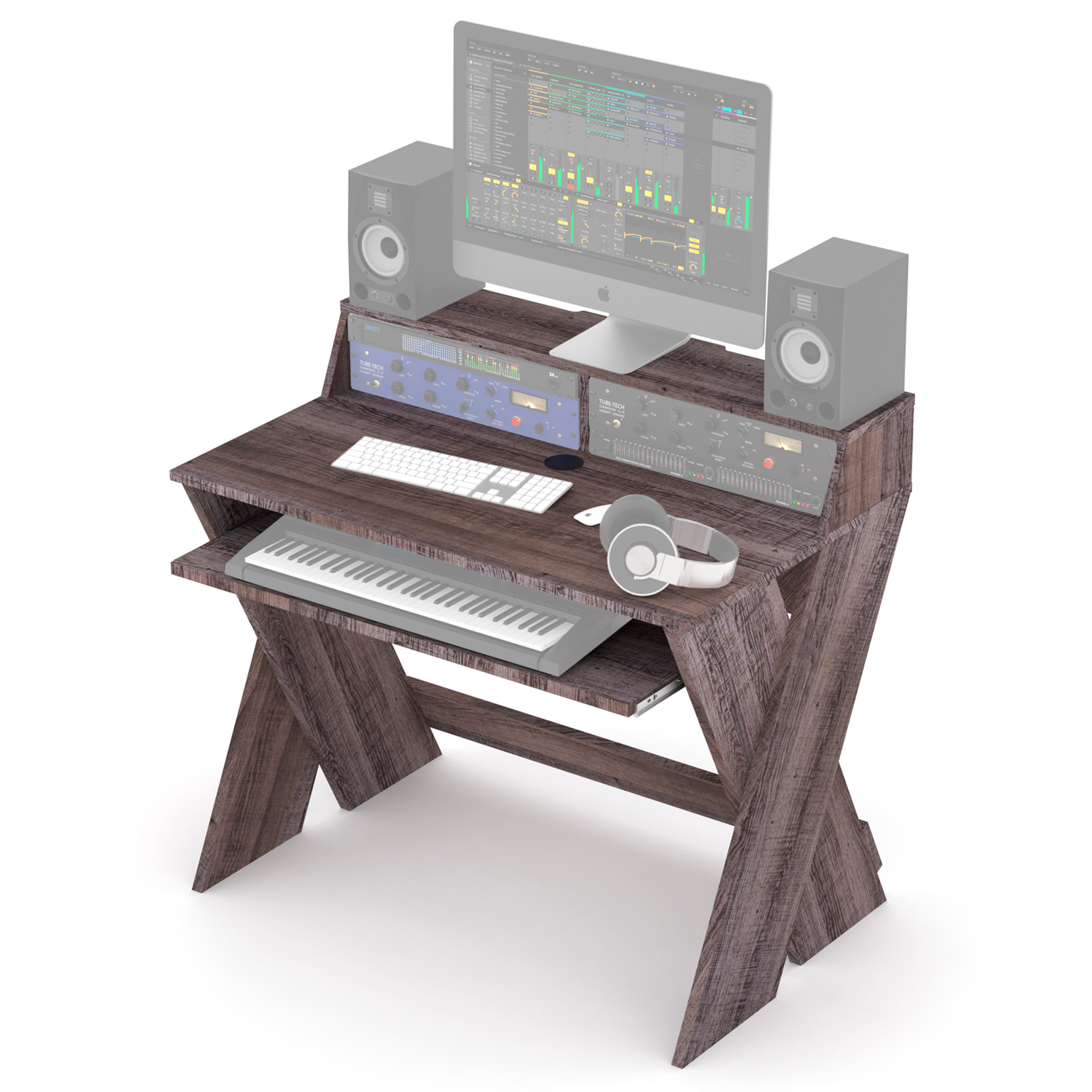 Glorious DJ Sound Desk Compact Walnut - Mobilier de studio SonoVente.com