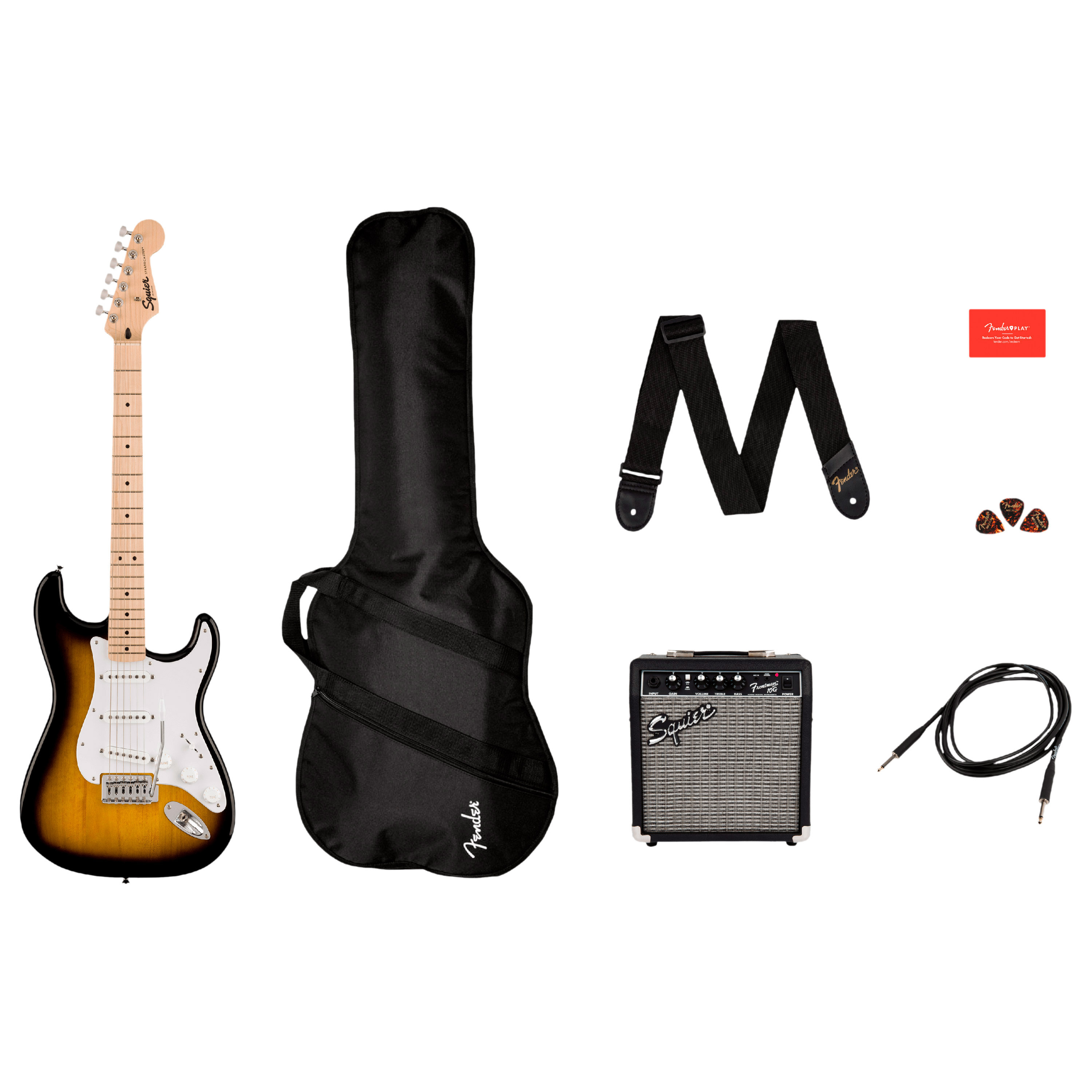 Squier by FENDER Sonic Stratocaster Pack MN 2-Color Sunburst - Pack ...