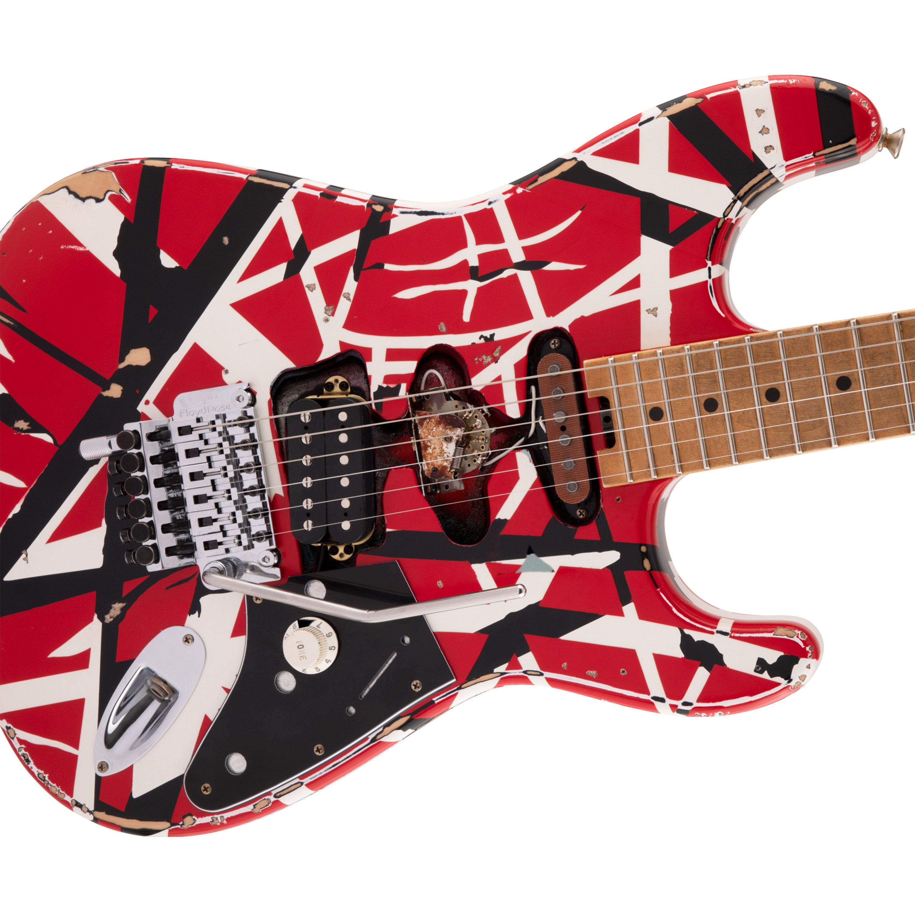 EVH Striped Series Frankenstein Frankie Red with Black Stripes Relic ...