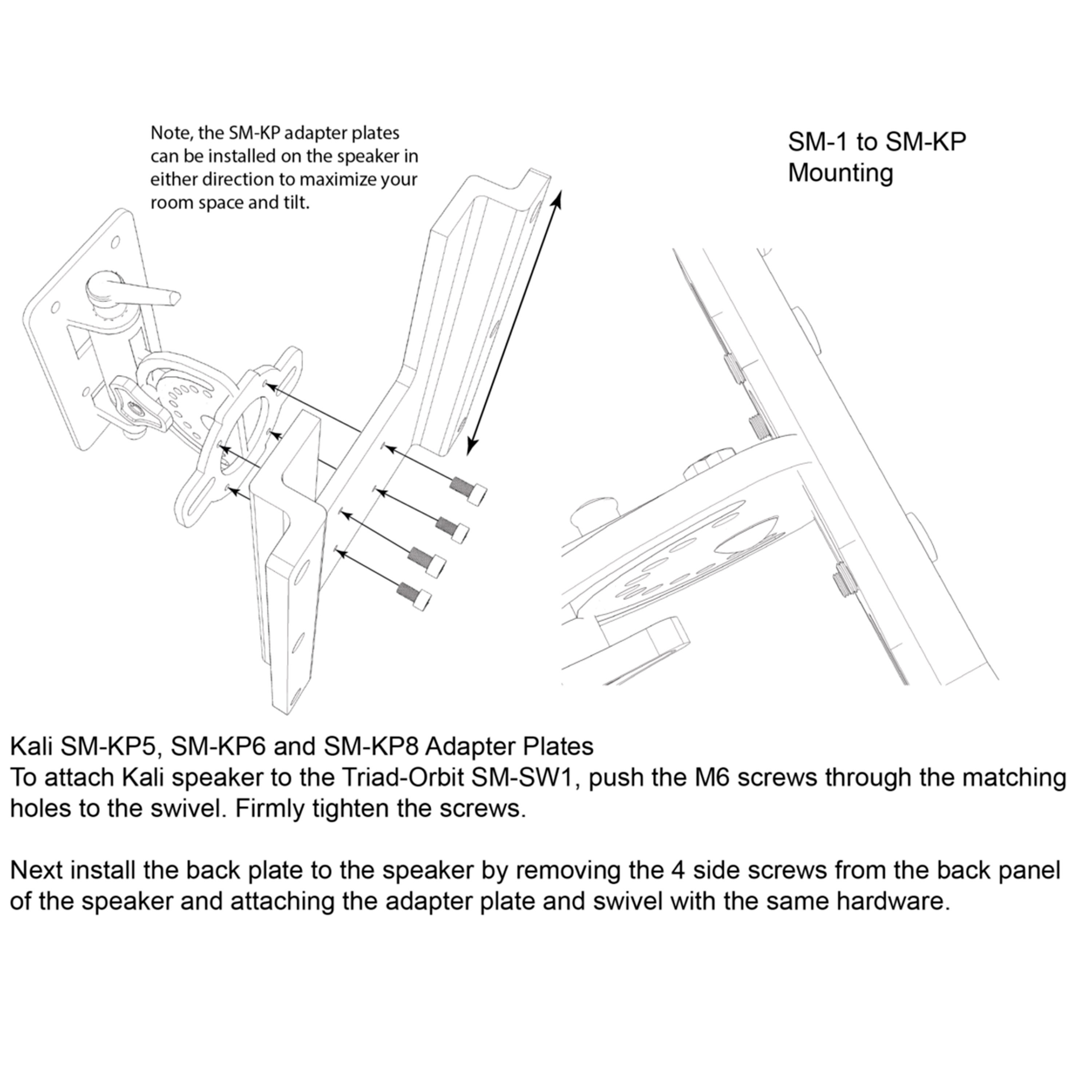 Triad-Orbit SM-KP6 Speaker Mounting Adapter Plate for Kali Audio LP-6 ...