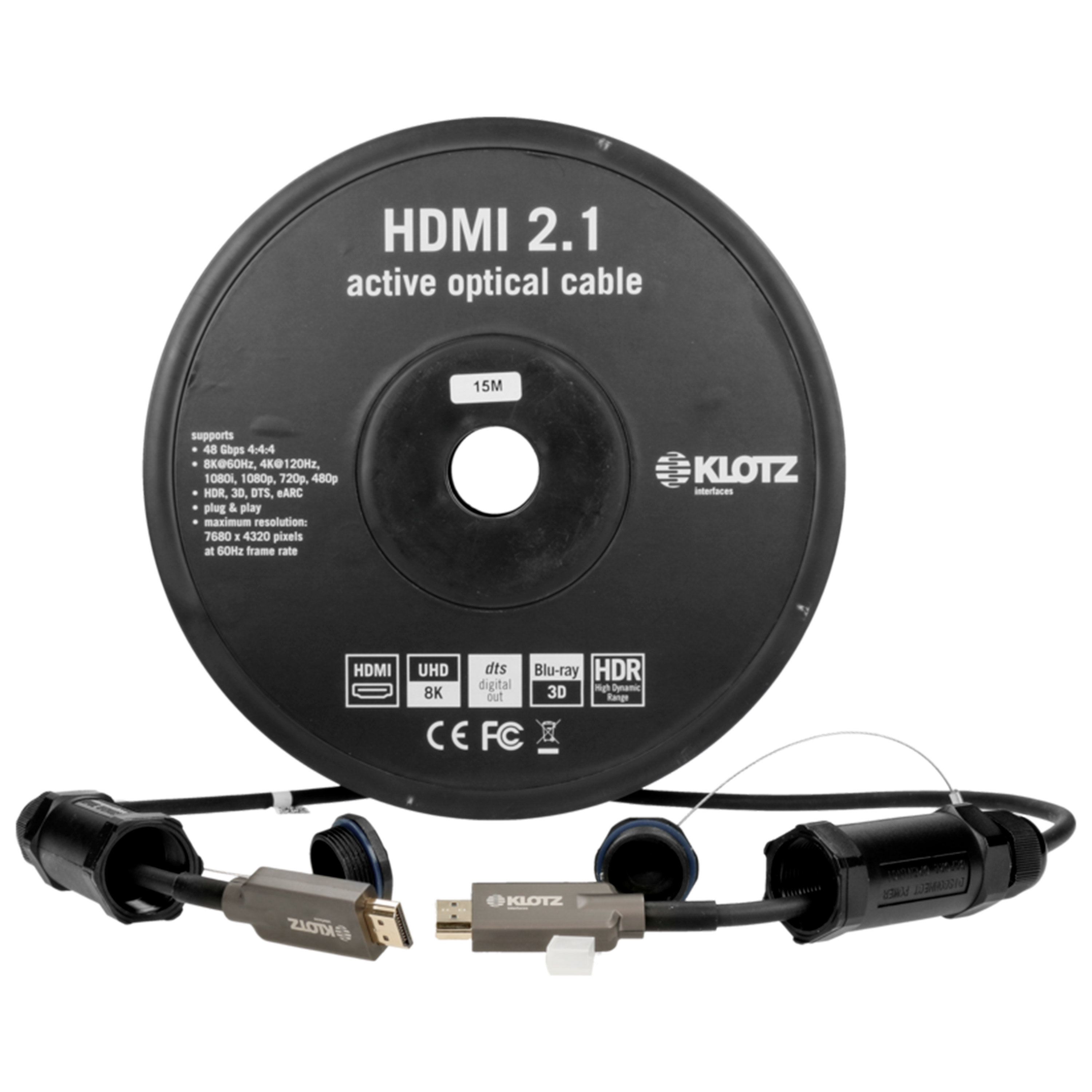 Klotz FOAUHR015 - Câble optique 15m HDMI 2.1 avec capuchons de ...