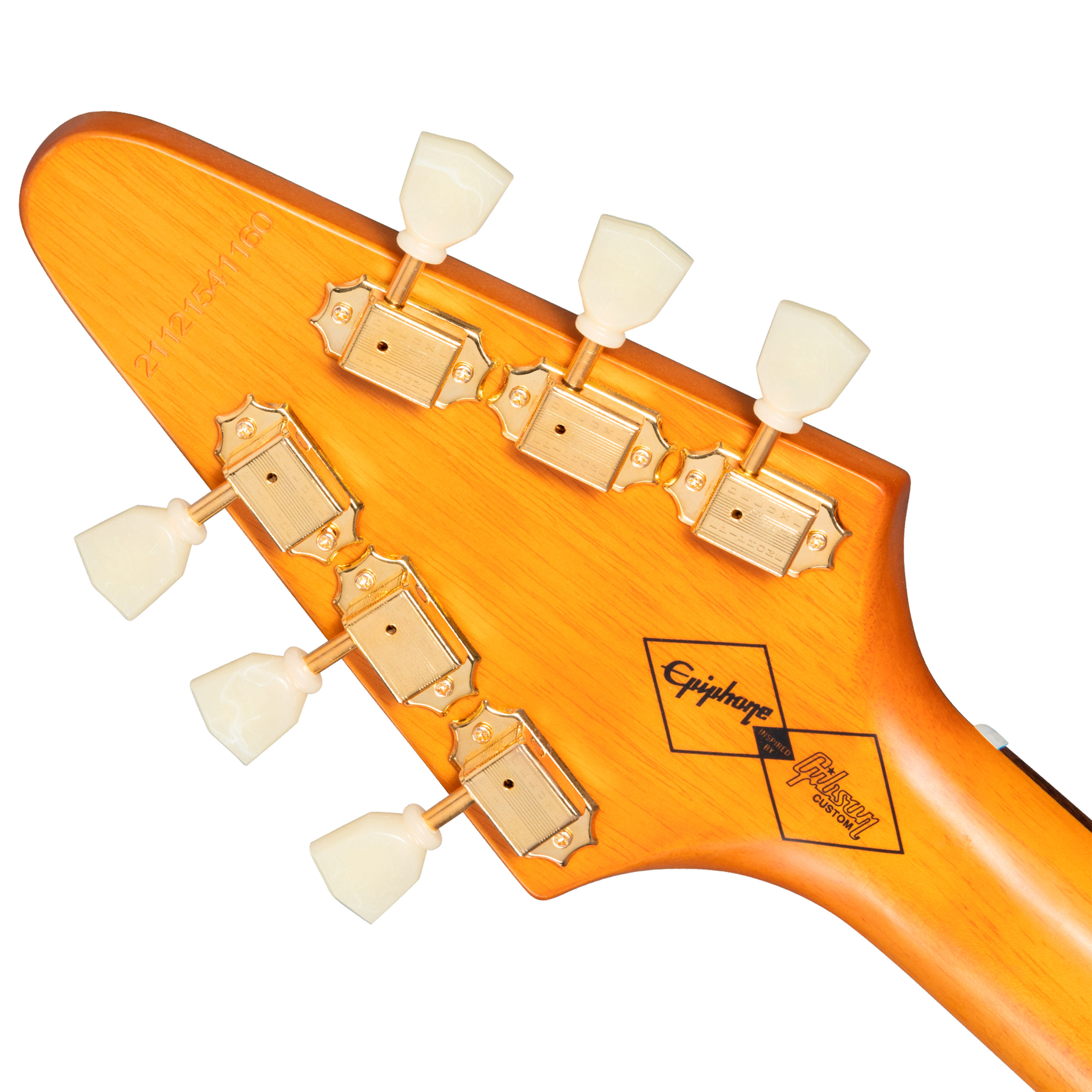 Epiphone 1958 Korina Flying V White Pickguard Aged Natural - Guitare ...