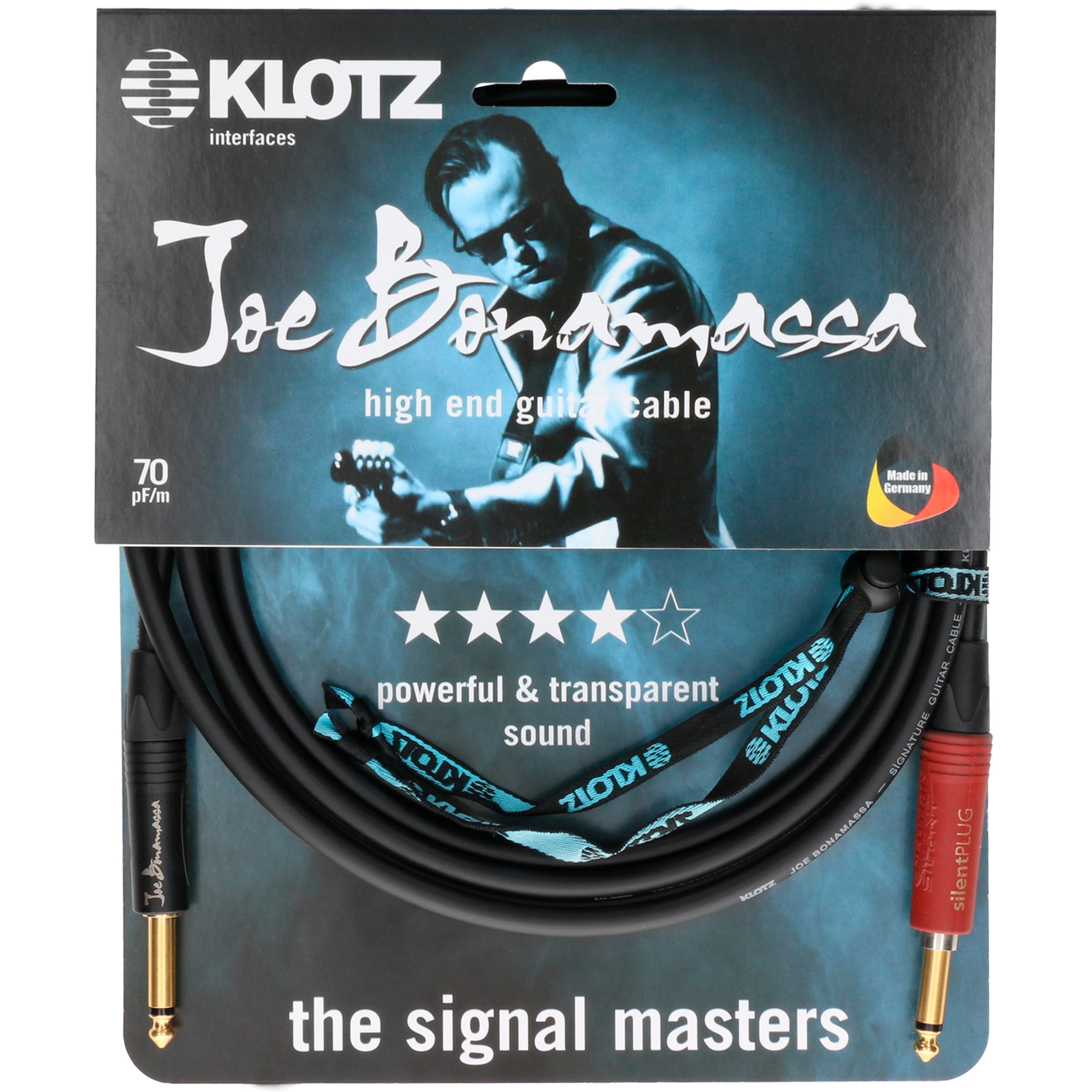 Klotz JBNPSP090 Joe Bonamassa Guitar Cable Jack Mâle TS Jack Mâle TS ...