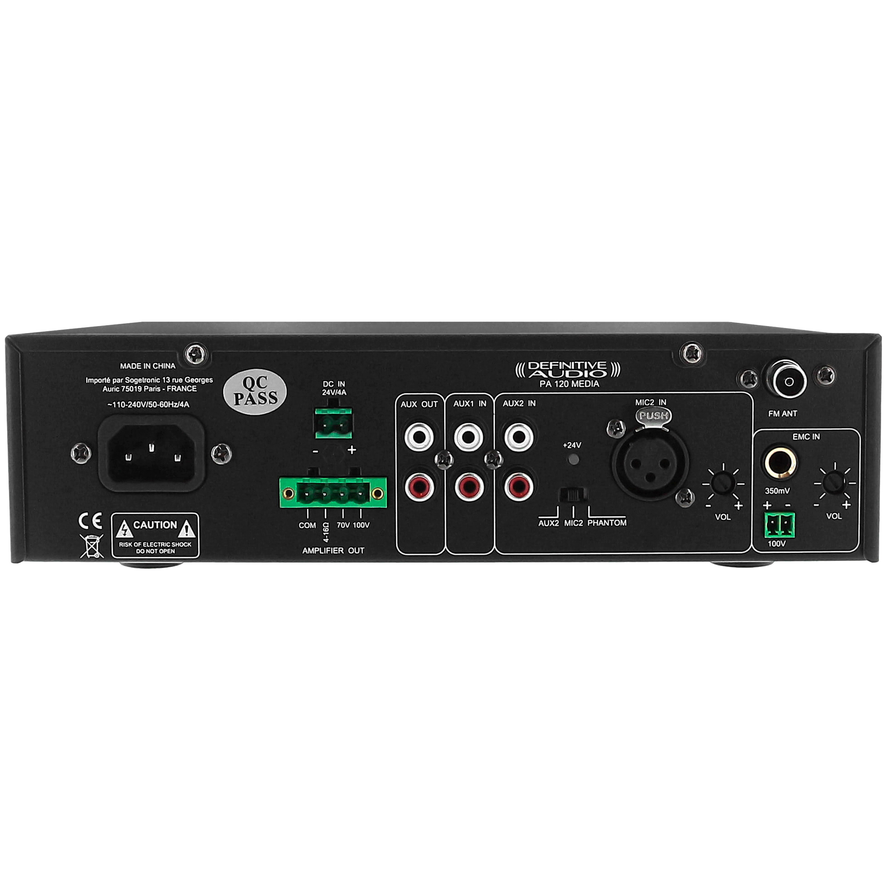Definitive Audio PA 120 MEDIA - Ampli-préampli 100 V public adress SonoVente.com