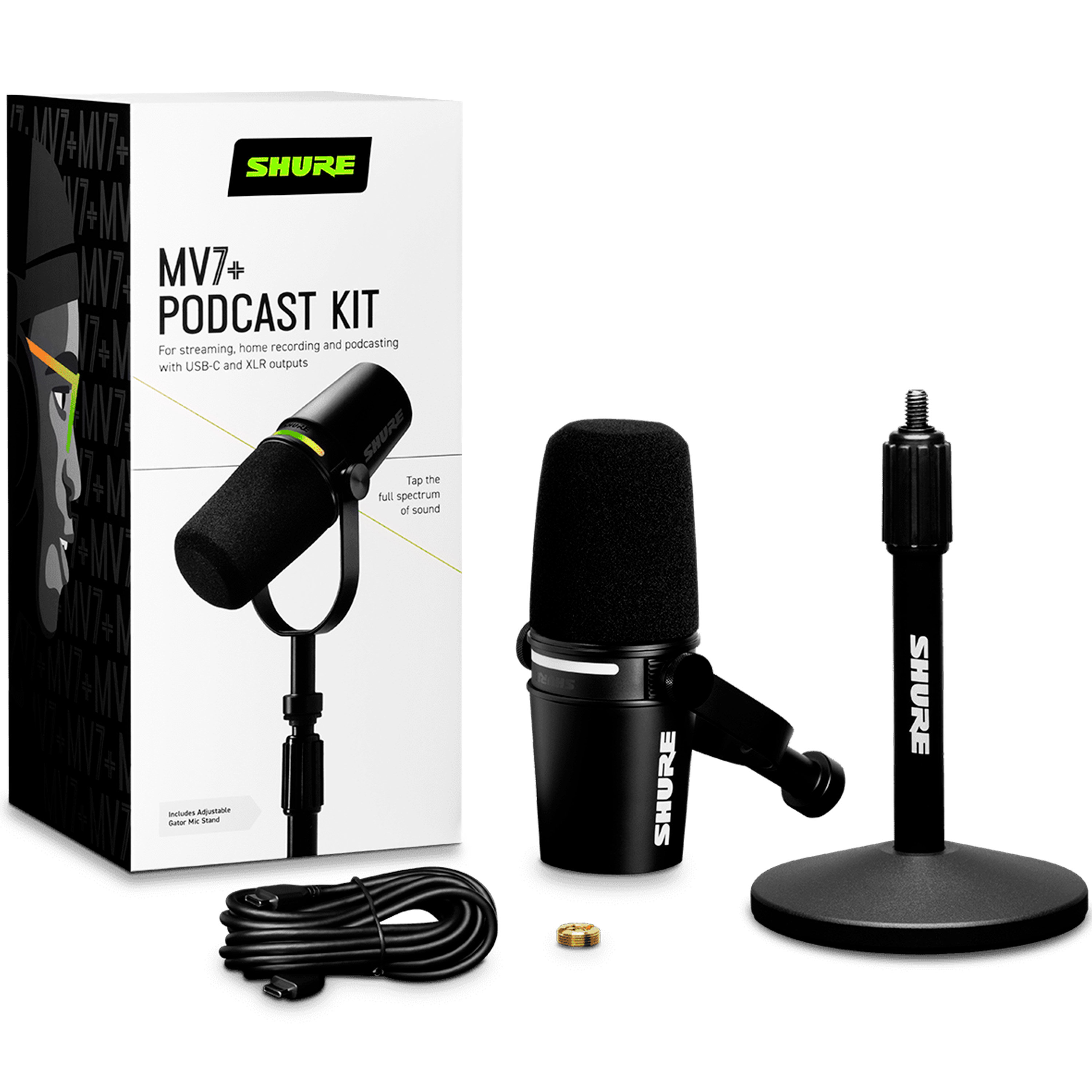 Shure MV7+ K avec stand de table - Micro dynamique SonoVente.com
