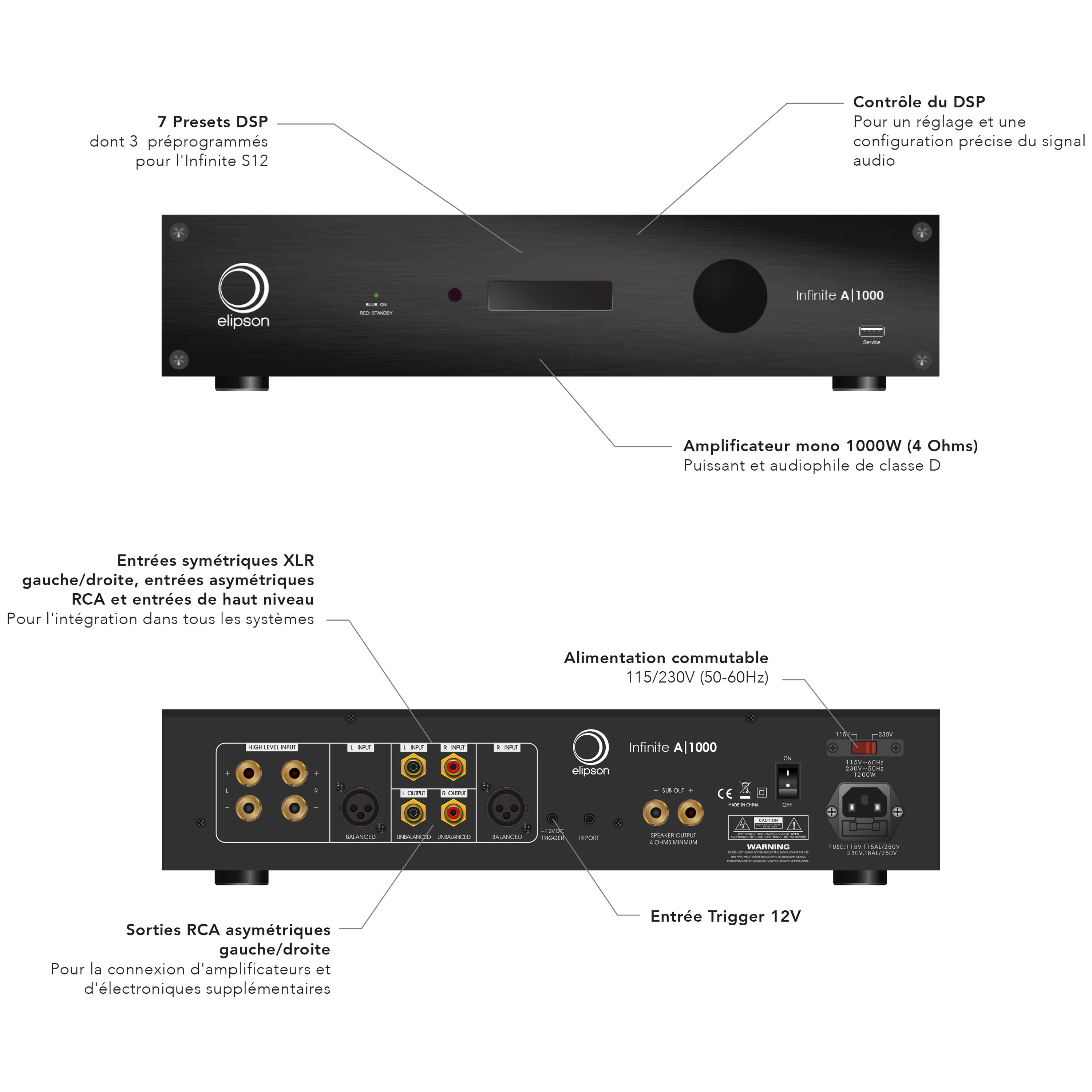 Elipson Infinite Amplifier A 1000 Black - Amplis HiFi SonoVente.com