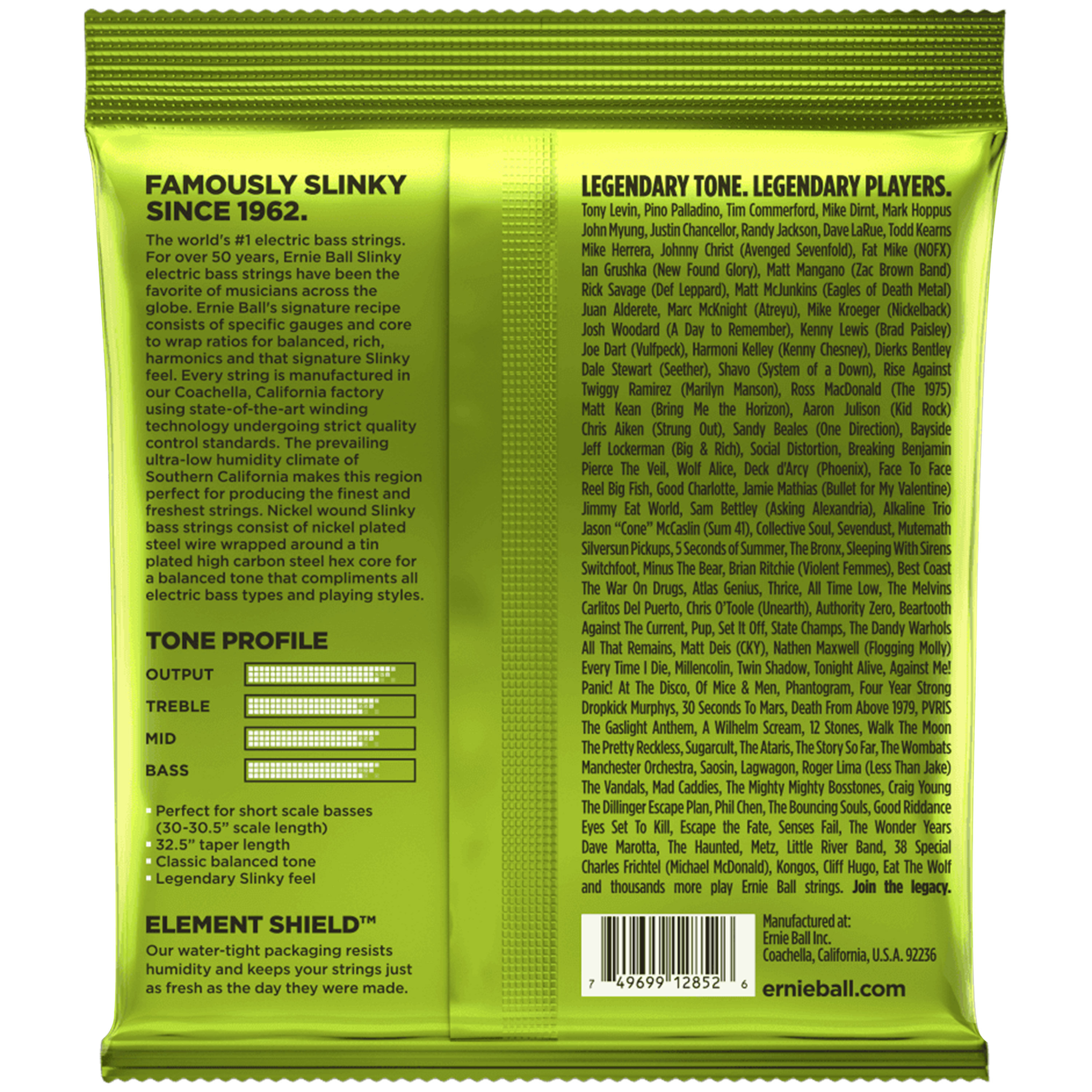 Ernie Ball 2852 Slinky Nickel Wound Regular Slinky Short Scale 45-105 ...