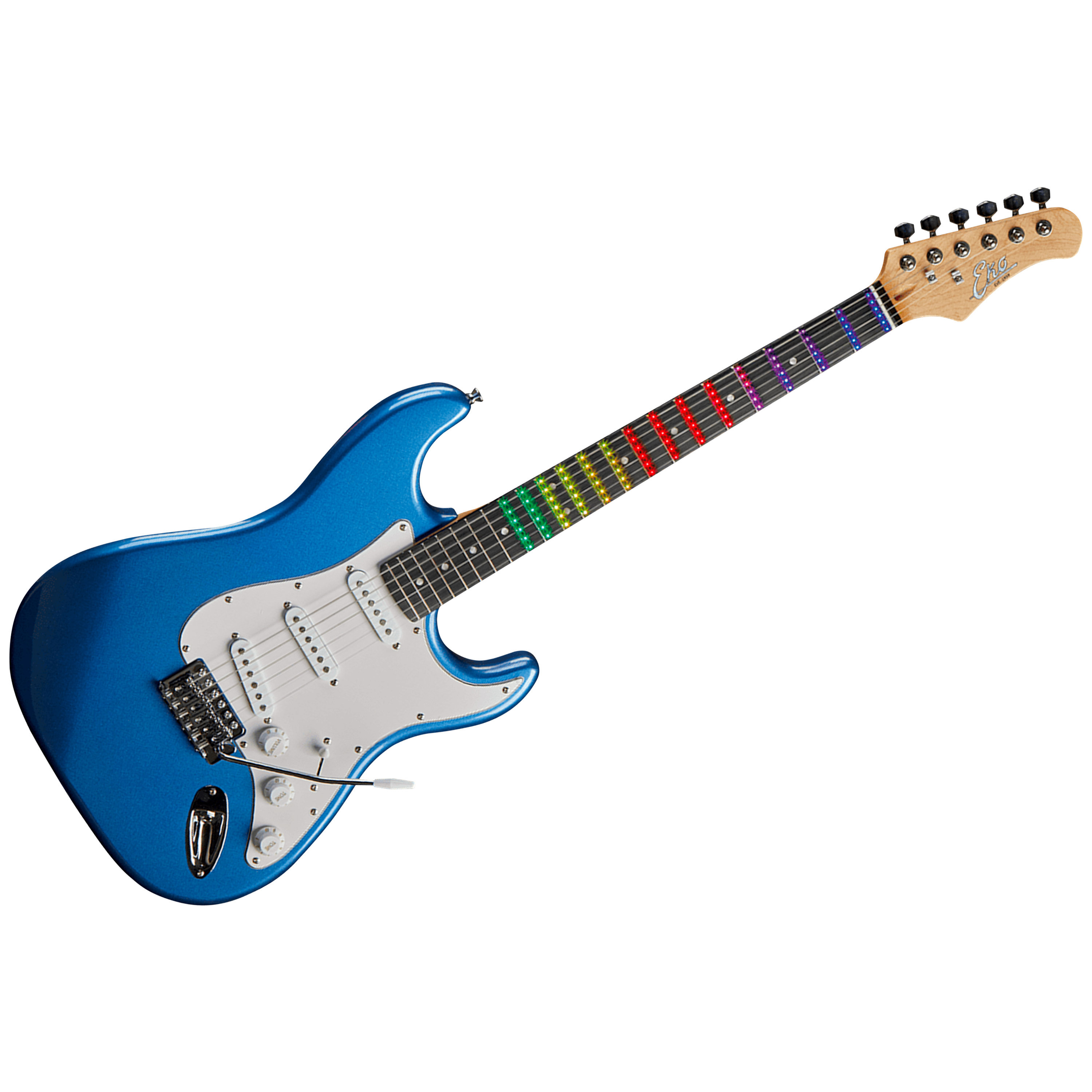 EKO S300 Metallic Blue Visual Note - Guitare forme ST SonoVente.com